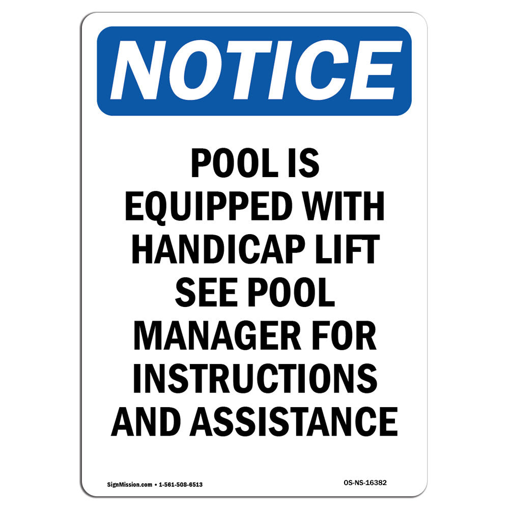 SignMission Pool Is Equipped With Accessible Lift Sign | Wayfair