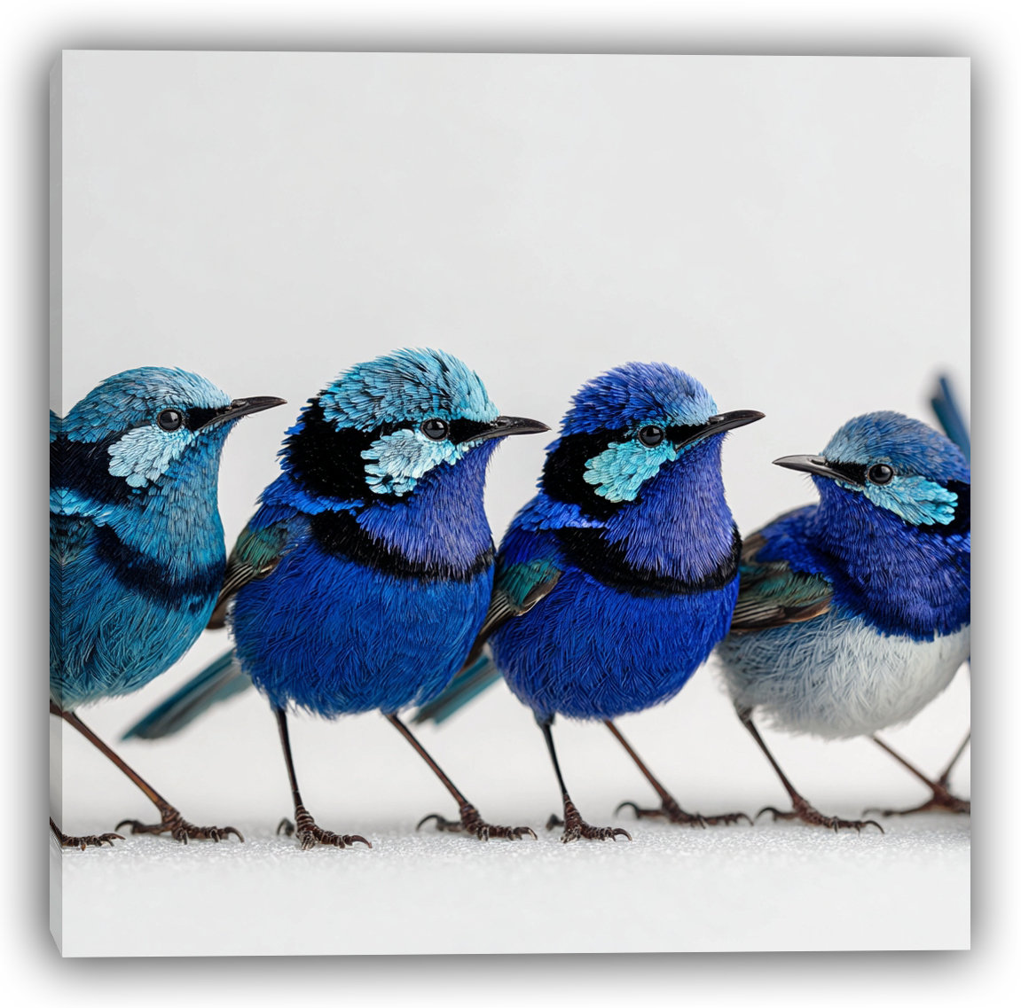 Dakota Fields Realistic Blue Songbirds Perched in Line | Wayfair