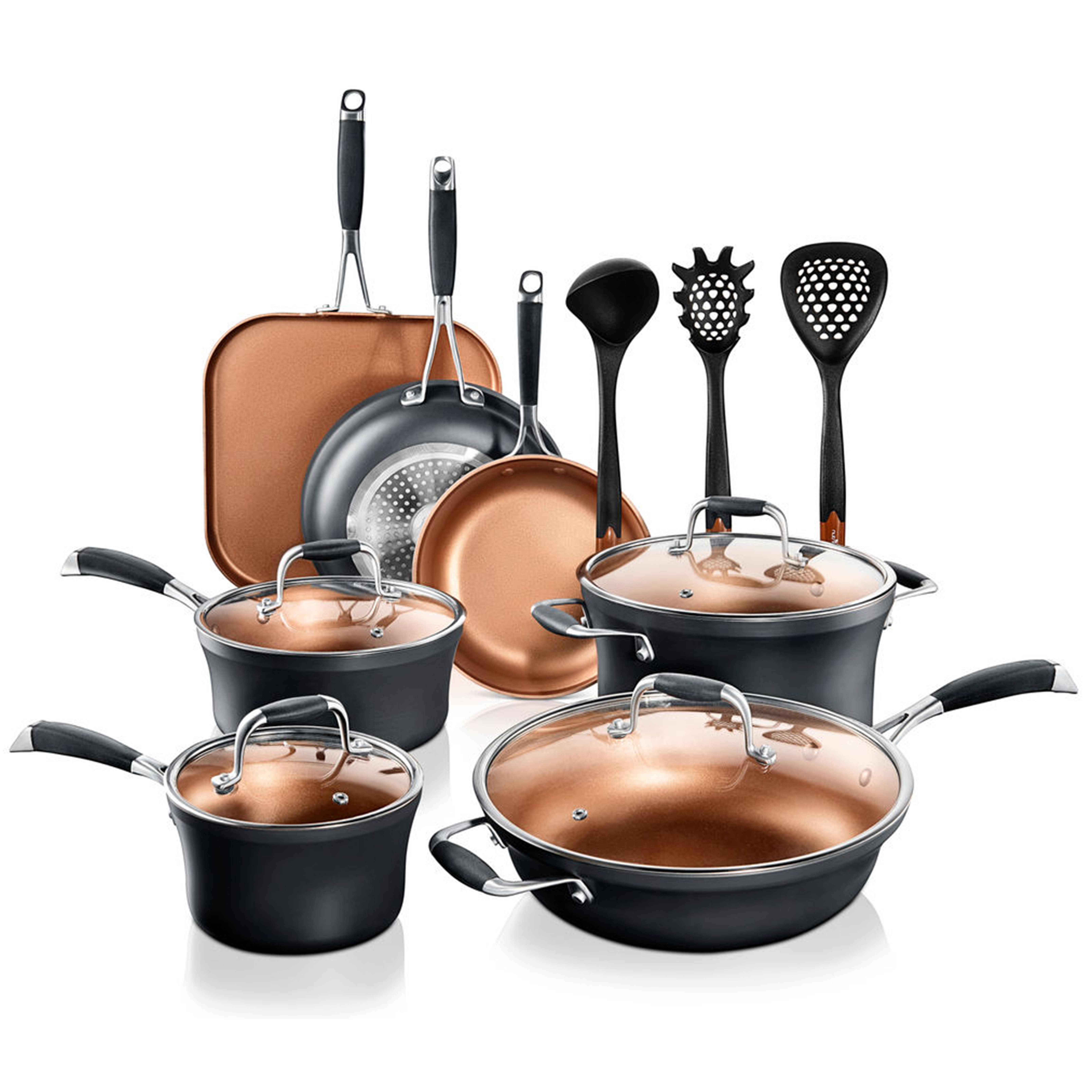 NutriChef 14 Pieces Aluminum Non Stick Cookware Set | Wayfair