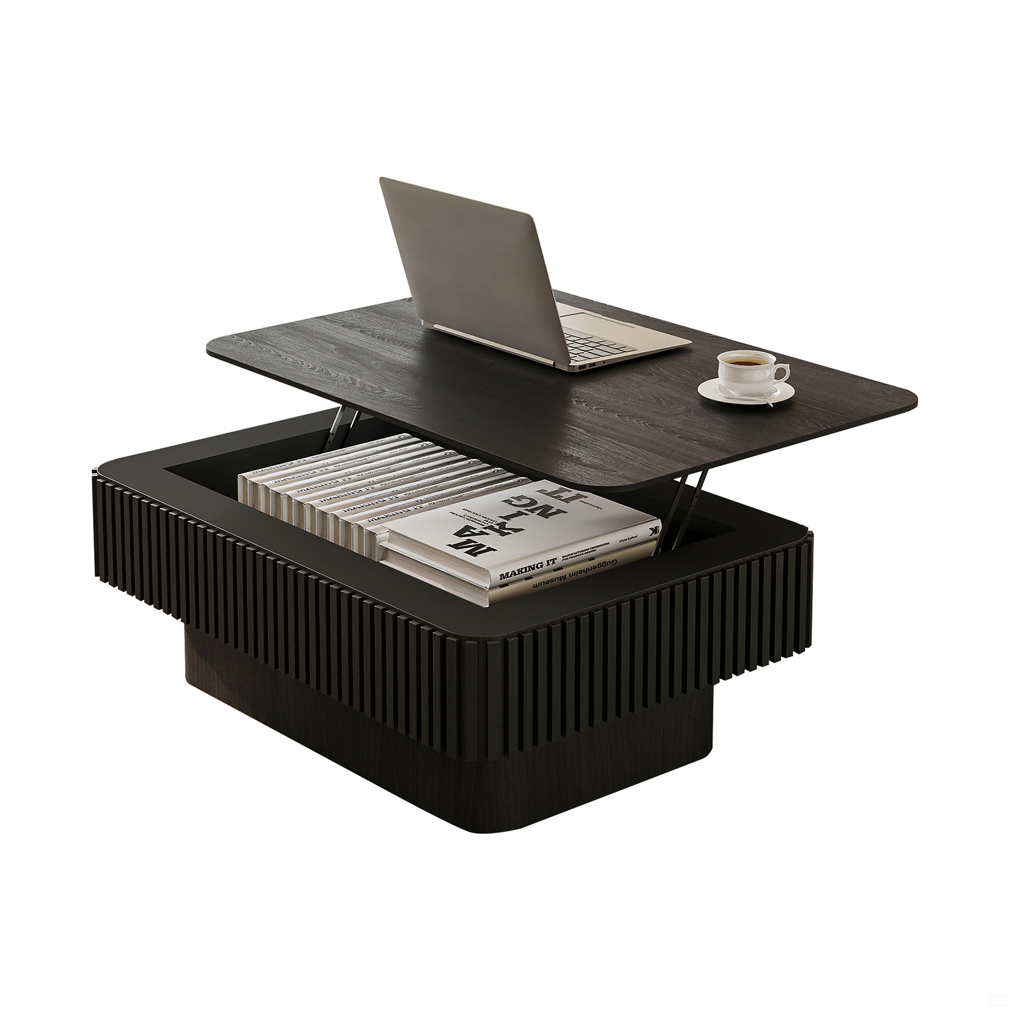 Ivy Bronx Lift-Top Coffee Table Solid Wood Veneered Modern Coffee Table ...