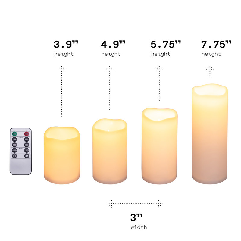 Latitude Run® Waterproof Flameless LED Outdoor Pillar Candles (Set of 4 ...
