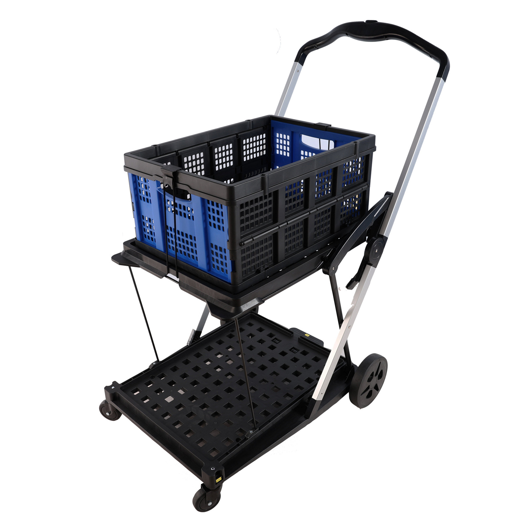 Ikkle Folding Service Cart With Wheels Double-Decker, Shopping, Library ...