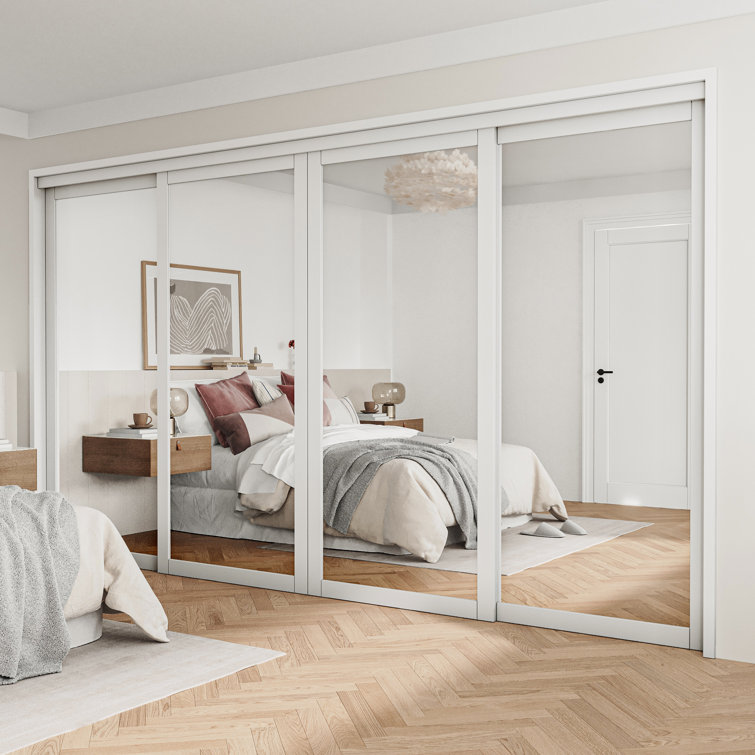 ARK DESIGN 1-Lite Mirrored Glass Double Sliding Closet Door with ...