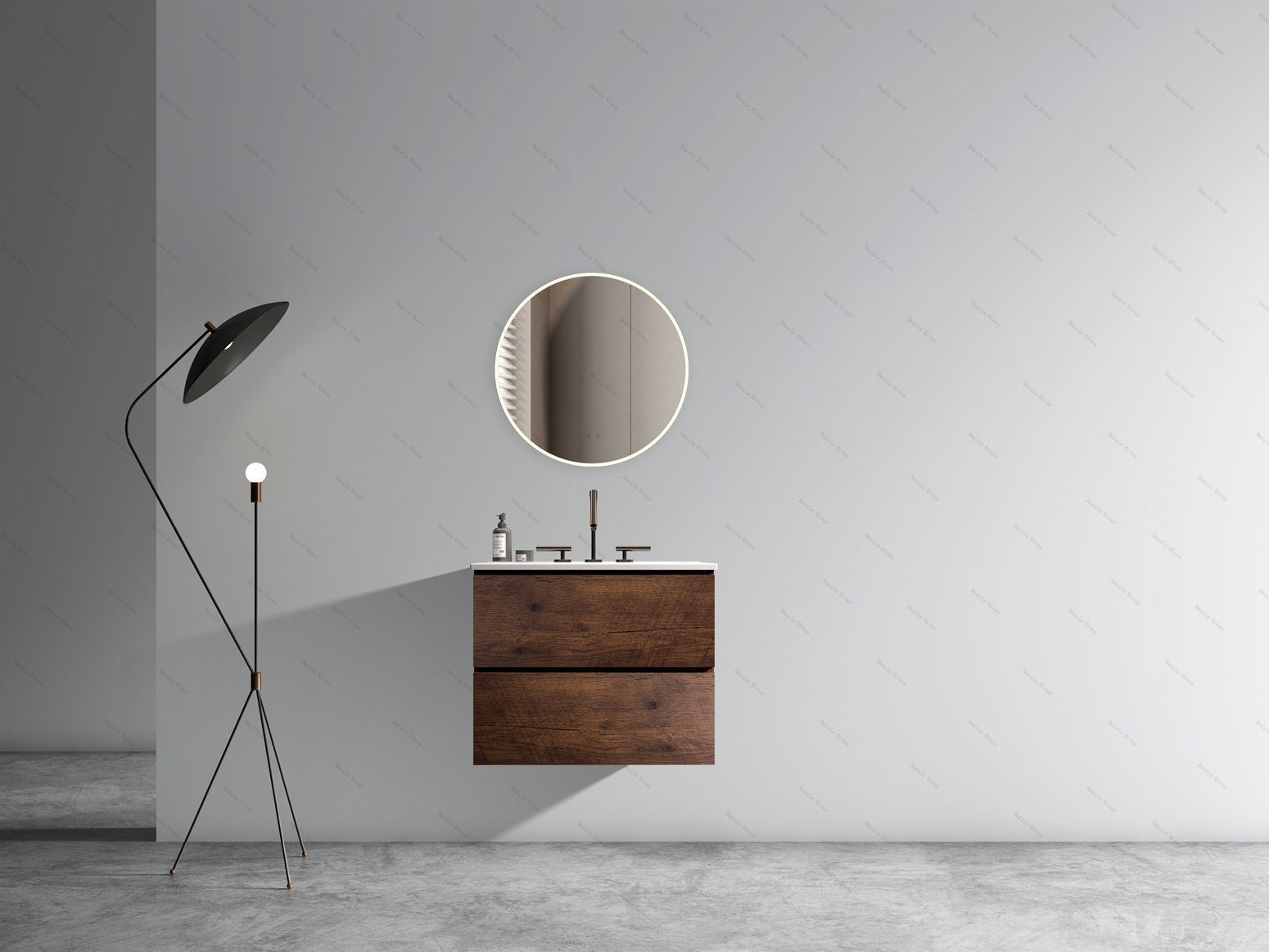 Dazzle Hives TIA Wall Mount White Glossy Bathroom Vanity with Ceramic ...