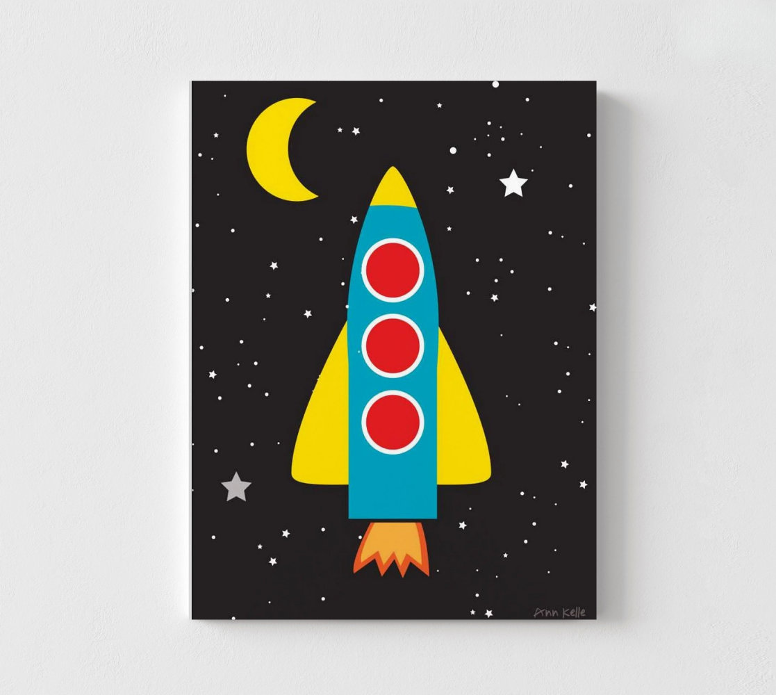 WeFrameArt Blast Off By Ann Kelle, Space Rocket Wall Art, Space Art For ...