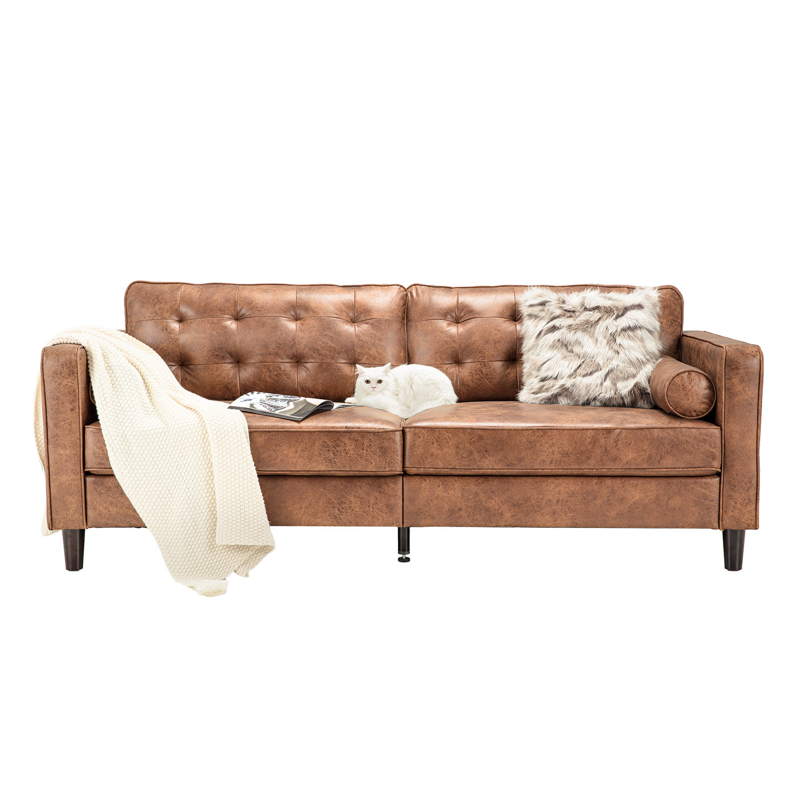 Latitude Run® Mancel 84.2" Rolled Arm Sofa With Cushions & Reviews ...