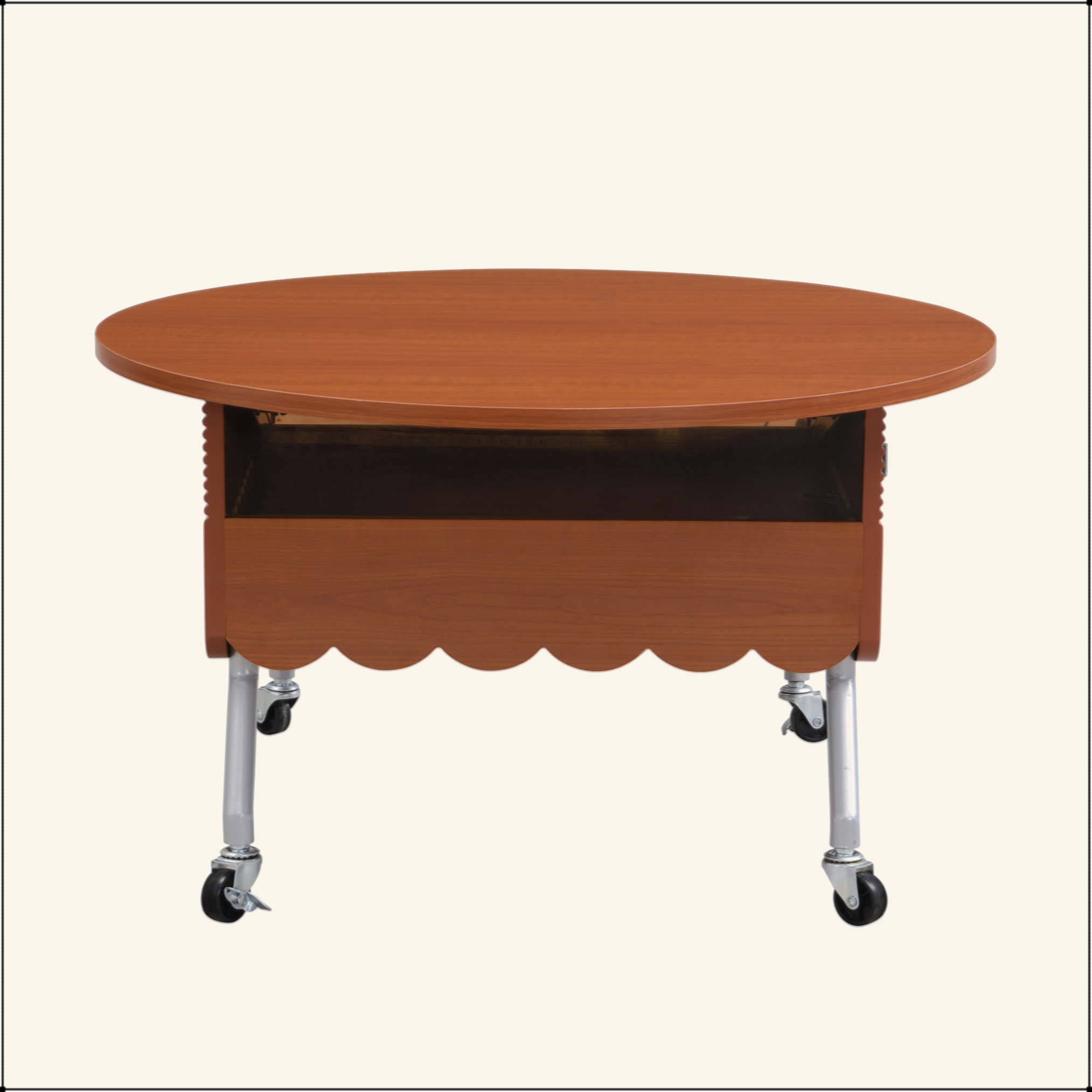 Ebern Designs Round Lift-Top Coffee Table With Wheels, Metal Frame And ...