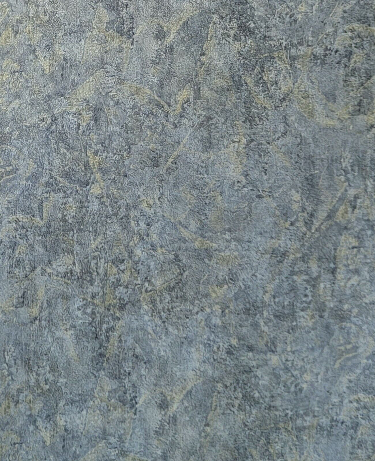 17 Stories Modern Grayish blue gold metallic wallpaper textured faux rustic plaster texture ...