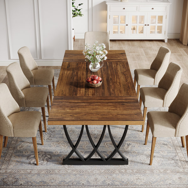 17 Stories Levontae 70'' Dining Table for 6-8 with Metal Base & Reviews ...
