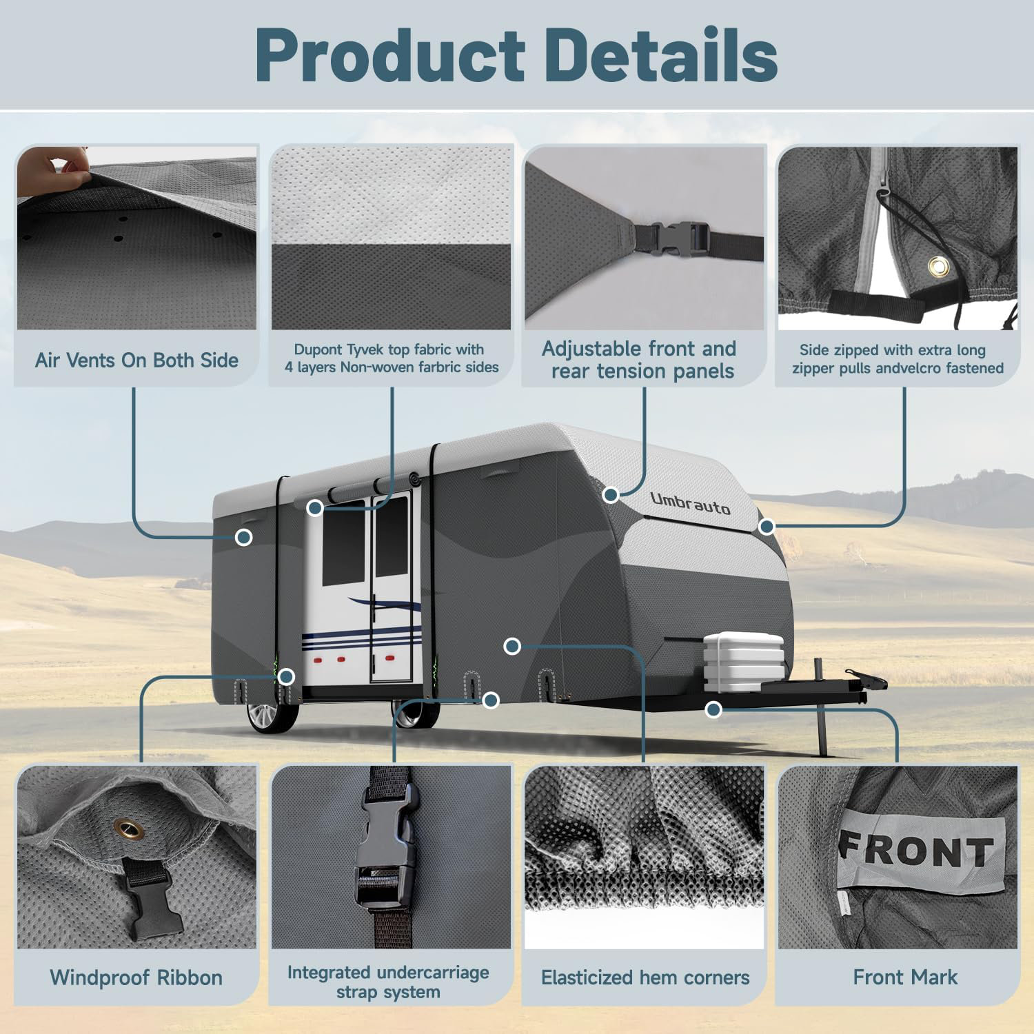 Umbrauto Travel Trailer RV Cover Upgraded Dupont Tyvek Material ...