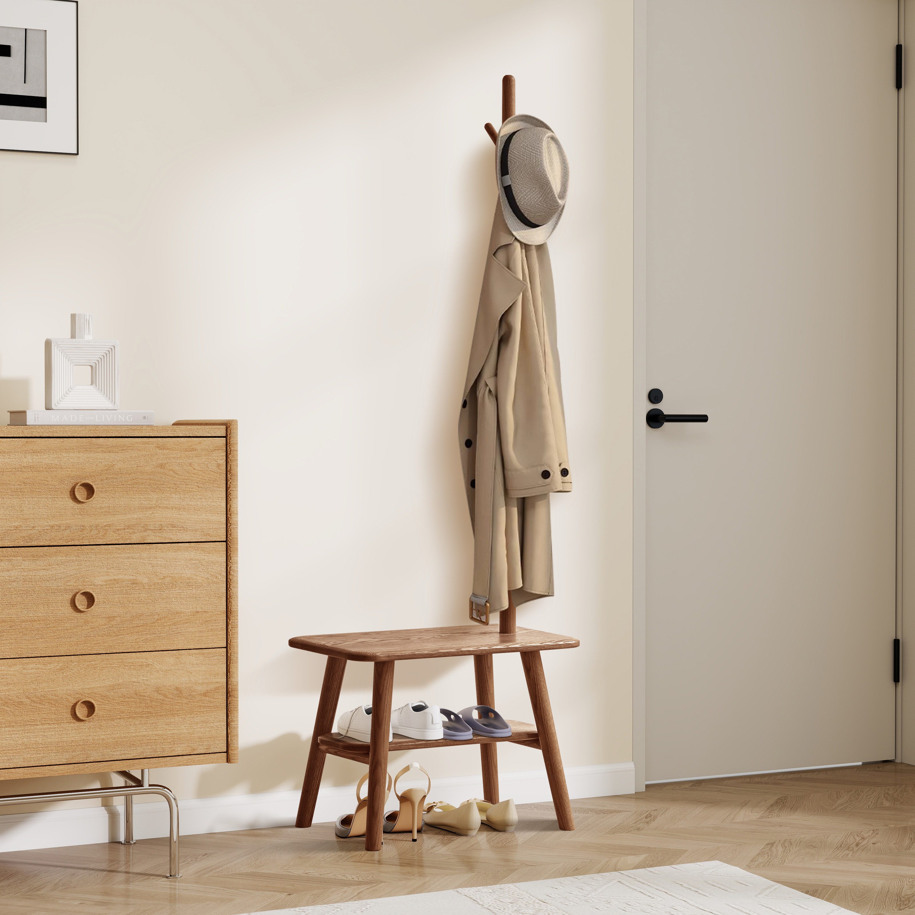 George Oliver Solid Wood Hall Tree With Shoe Storage,Entryway Bench ...