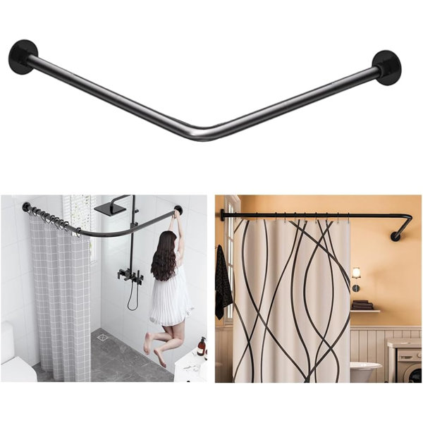 MABOSY L-Shaped Corner Shower Curtain Rod 「23.6"-52.4" x 23.6"-52.4 ...