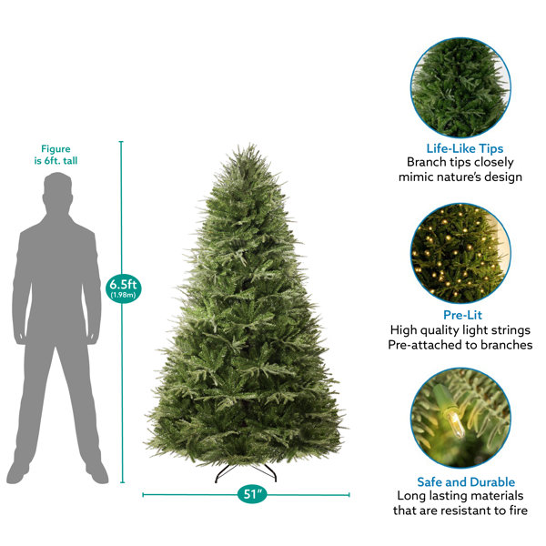 The Holiday Aisle® Prelit Artificial Christmas Tree with Foot Pedal ...