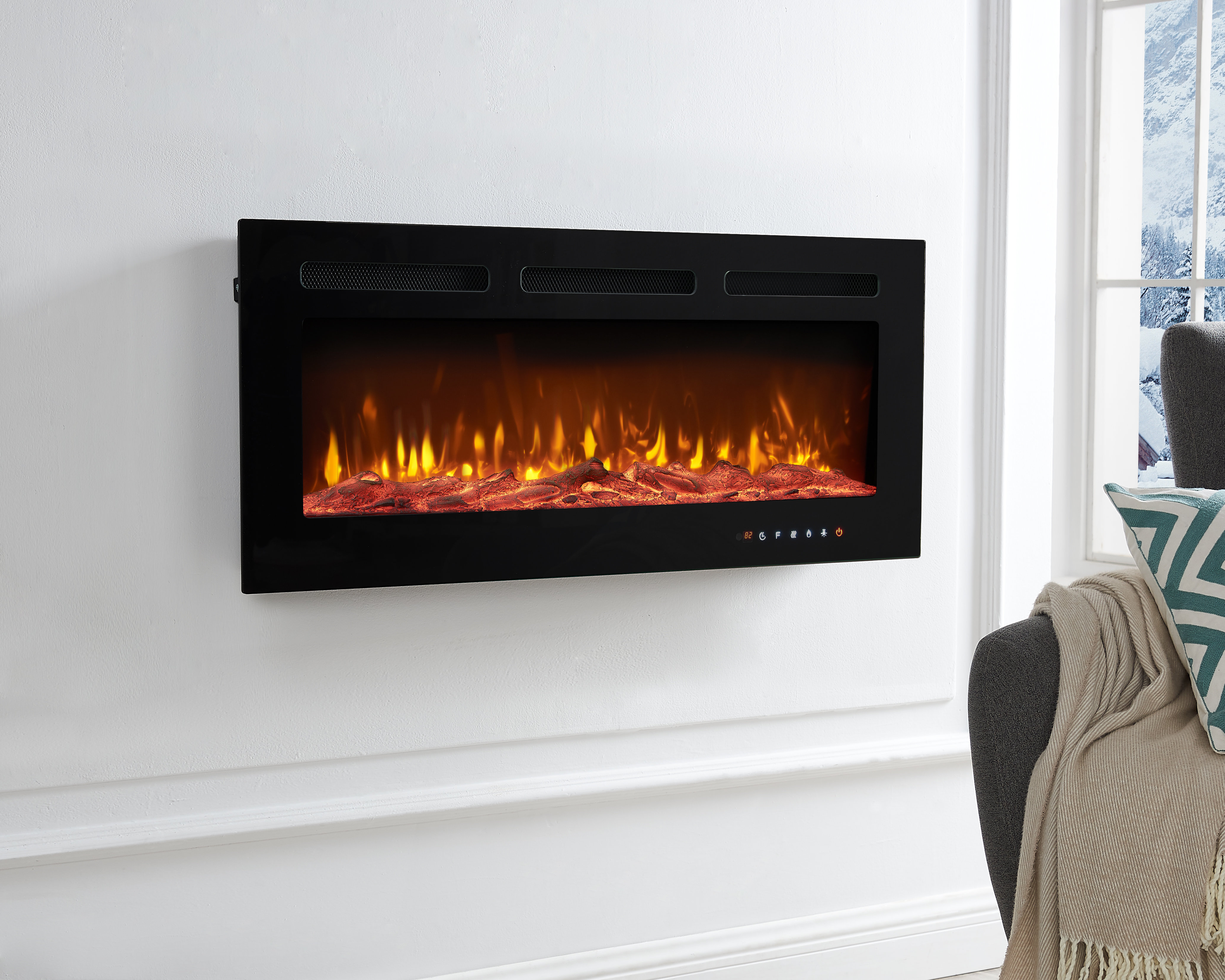 Symple Stuff Chamberlayne Wall Mounted Electric Fireplace, Inserts ...