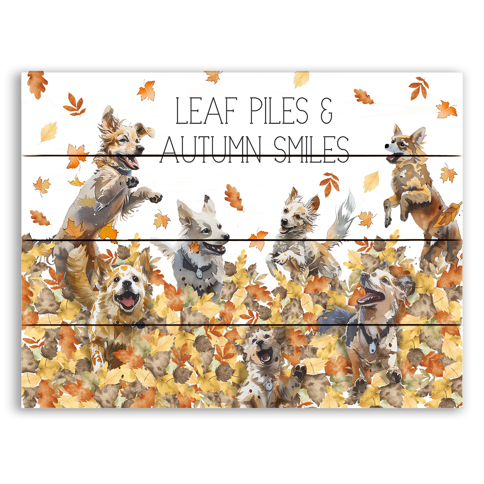 Ophelia & Co. Leaf Piles and Autumn Smiles Pallet Wood Art | Wayfair