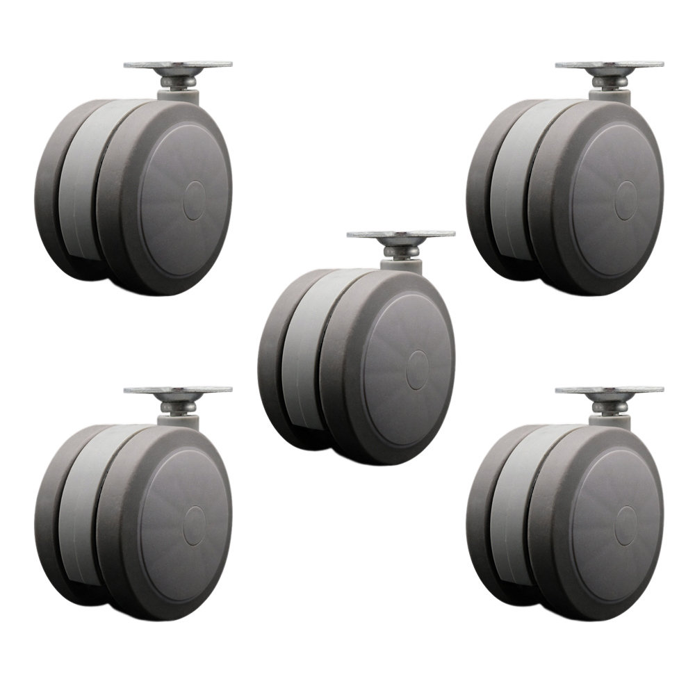Service Caster 4 Inch Heavy Duty Floor Safe Twin Wheel Casters Top Plate Set of 5 SCC | Wayfair