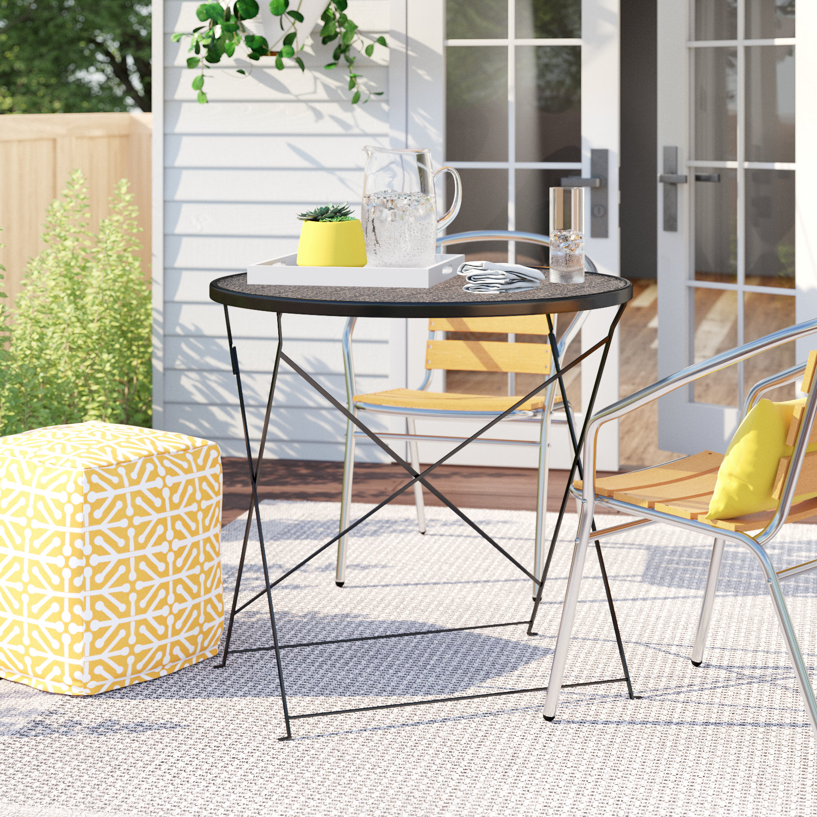 Wade Logan Commercial Grade 30" Round Indoor-Outdoor Steel Folding ...