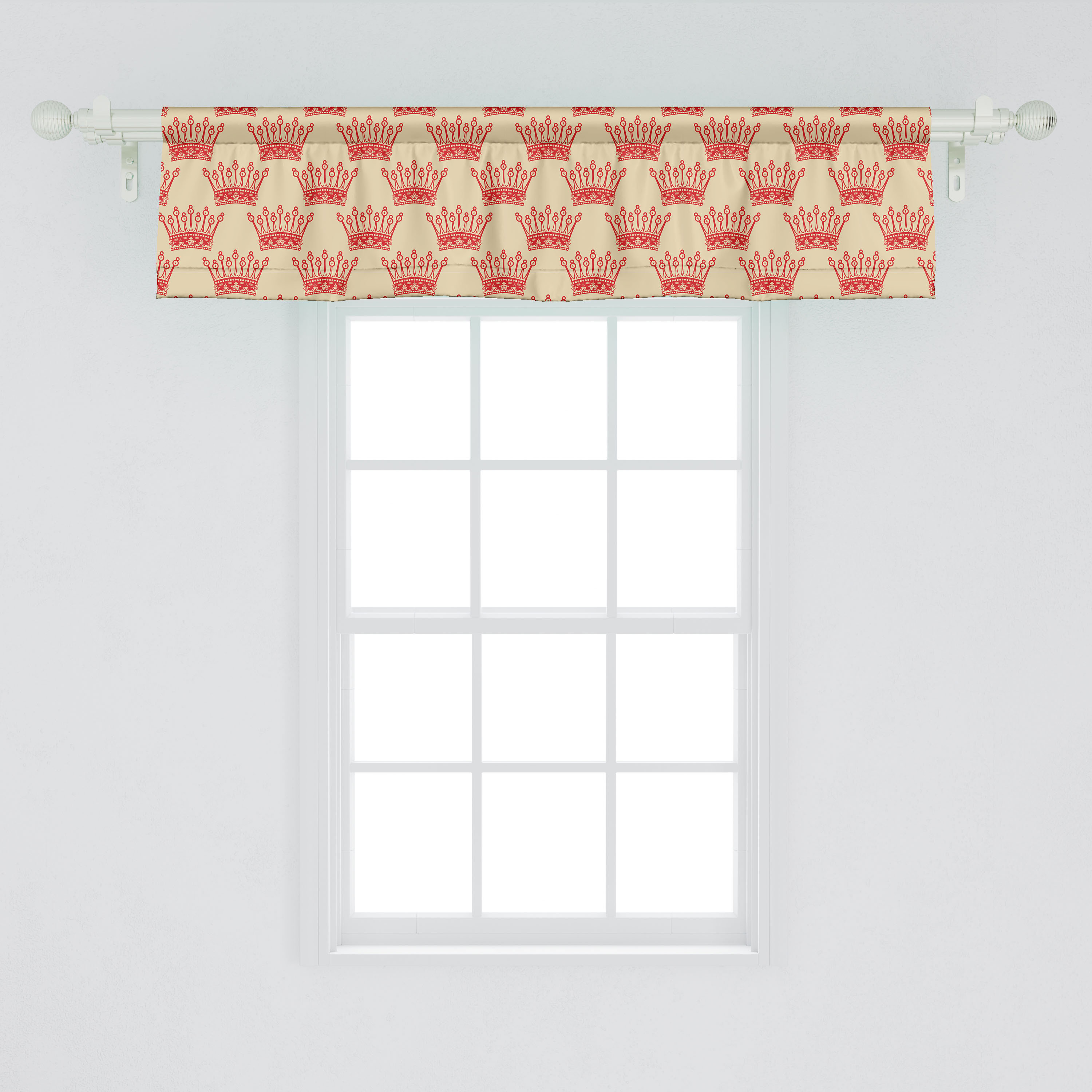 Ambesonne Queen Valance Pack of 2 Vintage Red Crown Pattern 54" Grey ...