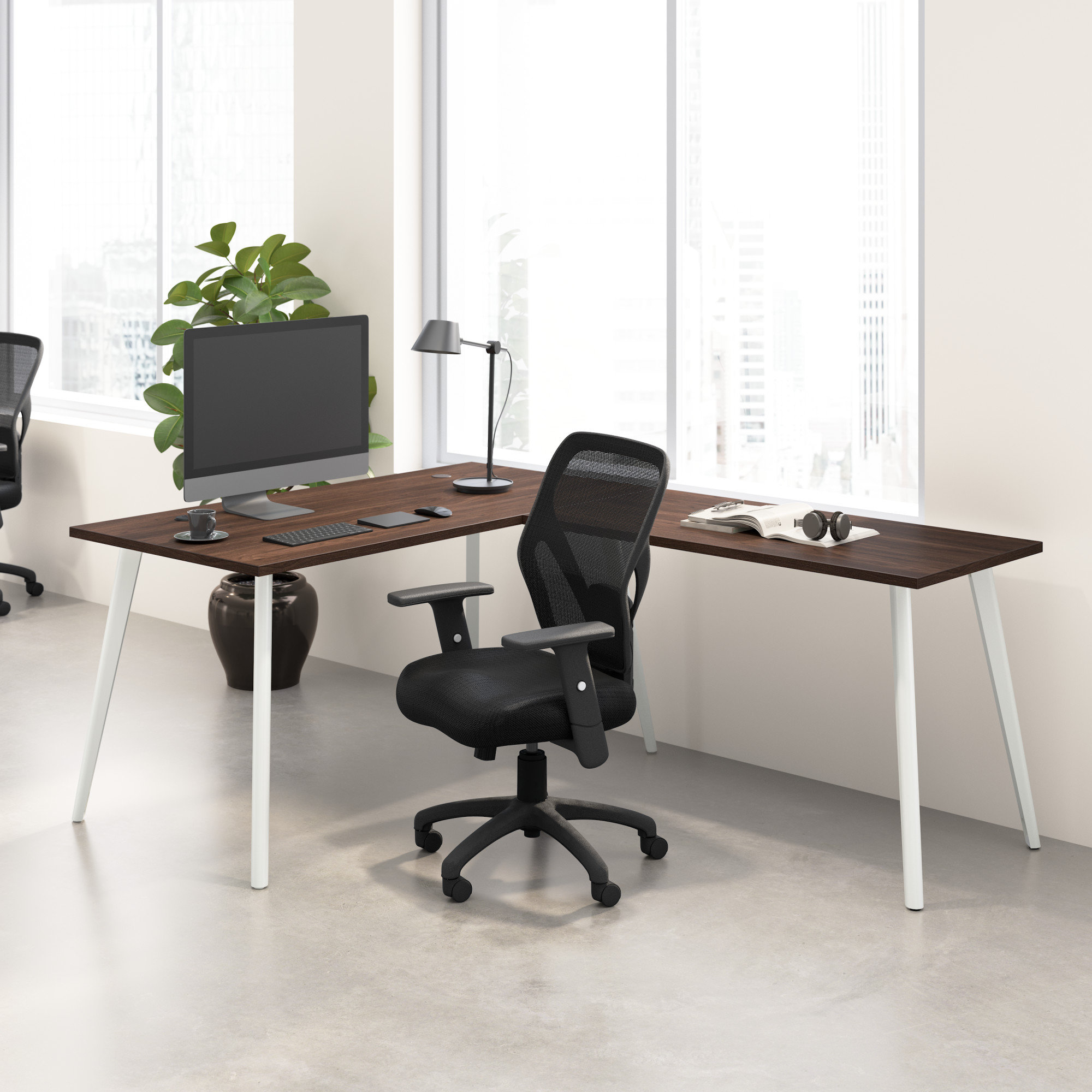 Bush Business Furniture Vista L Shaped Desk With Splayed Metal Legs ...