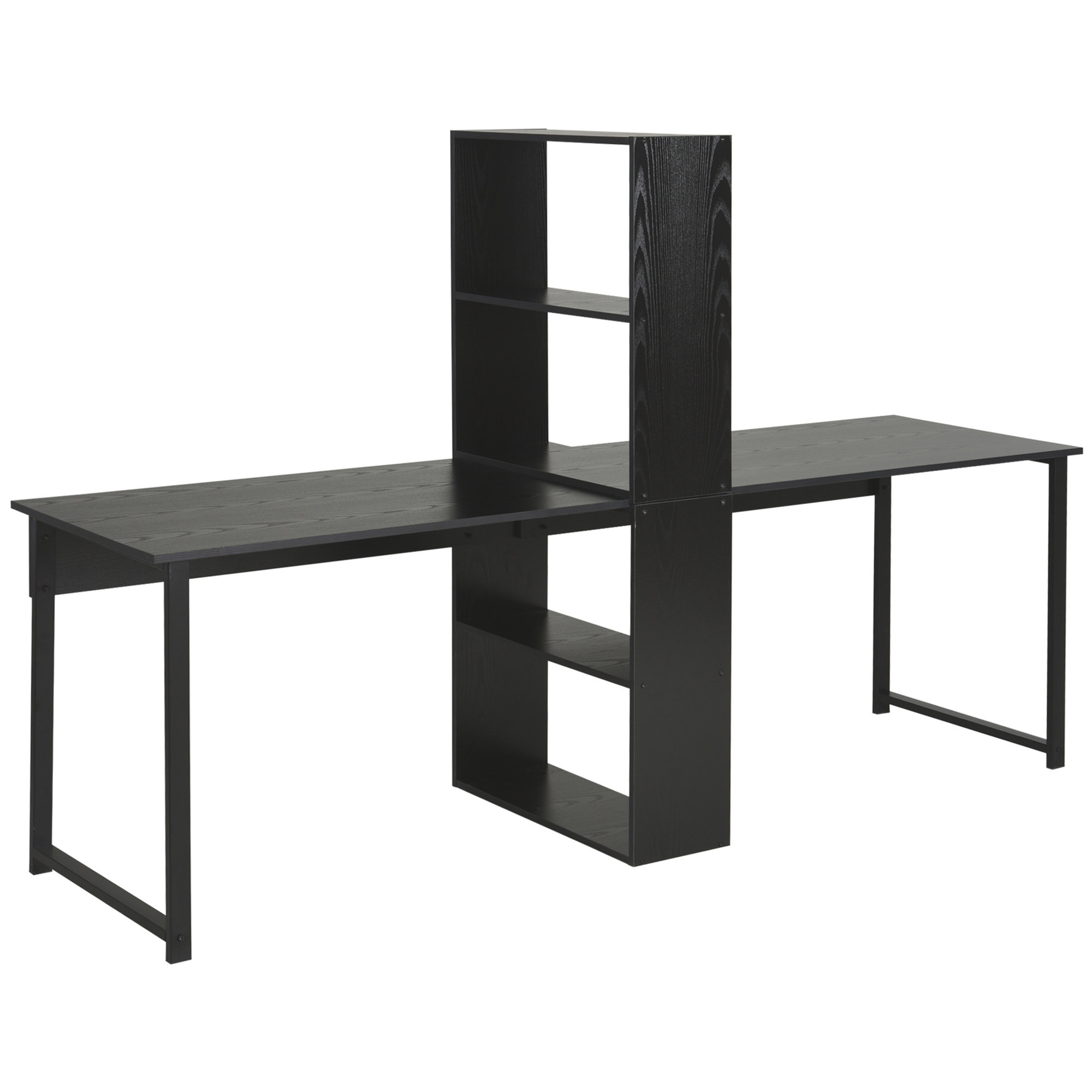 Wrought Studio™ Double Workstation Computer Desk With Storage Shelves ...