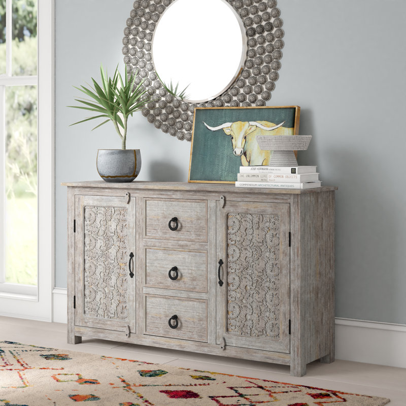 Bungalow Rose Fraidy Timber Hand Carved Sideboard Cabinet "& Reviews ...