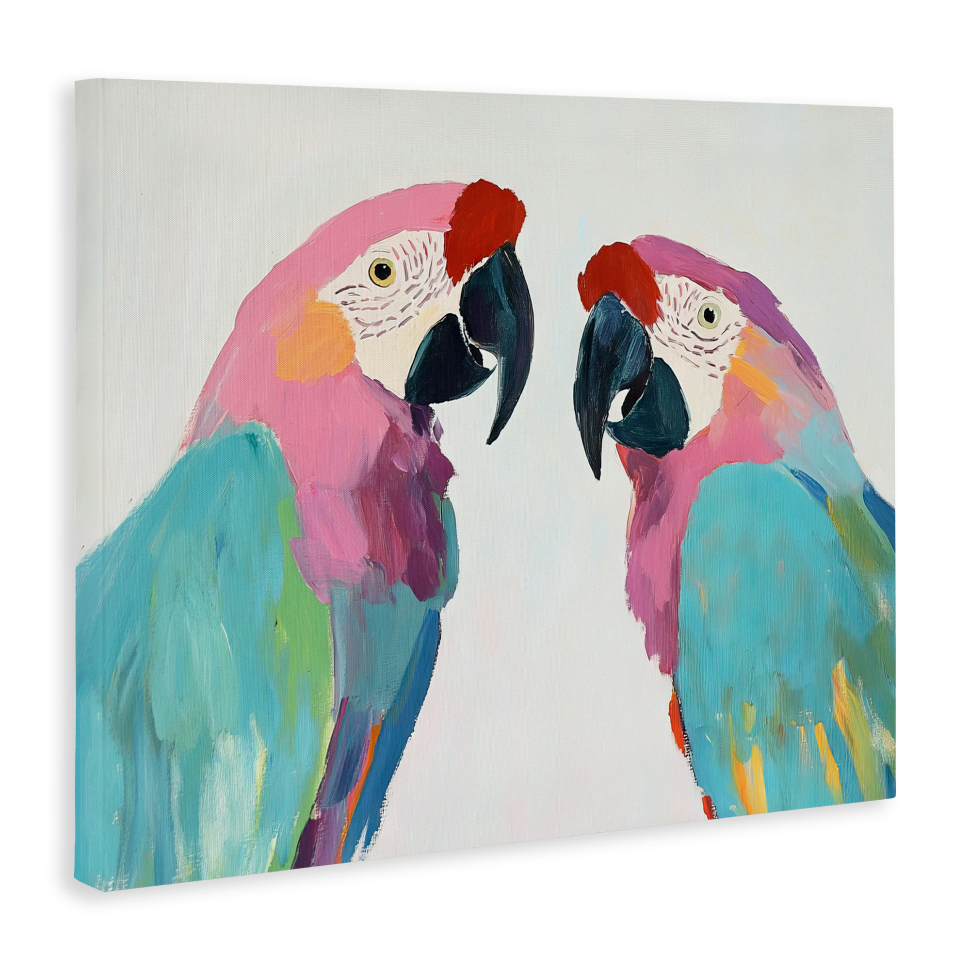 Bayou Breeze Exotic Pastel Macaws Canvas, design by Sisi and Seb | Wayfair