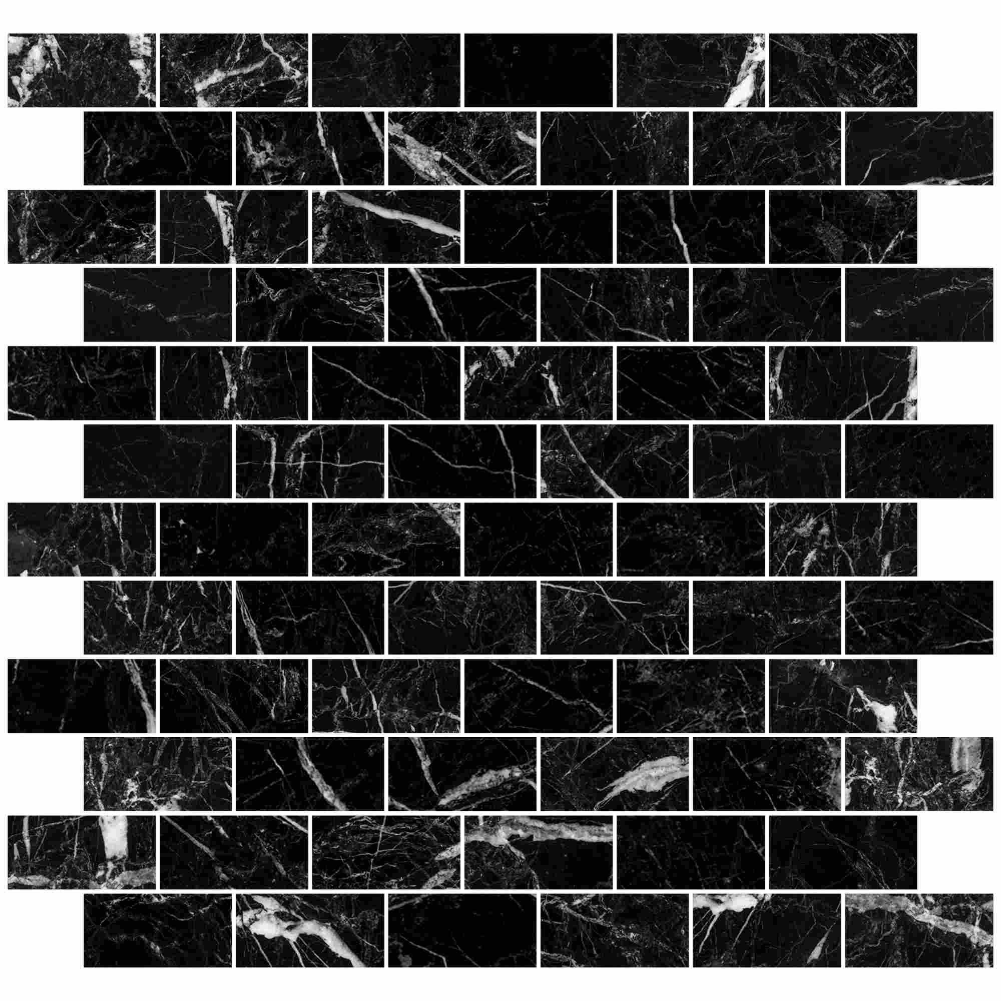 Nesttile Nero Marquina Marble 1” x 2” Brick / Subway Mosaic Tile Split ...