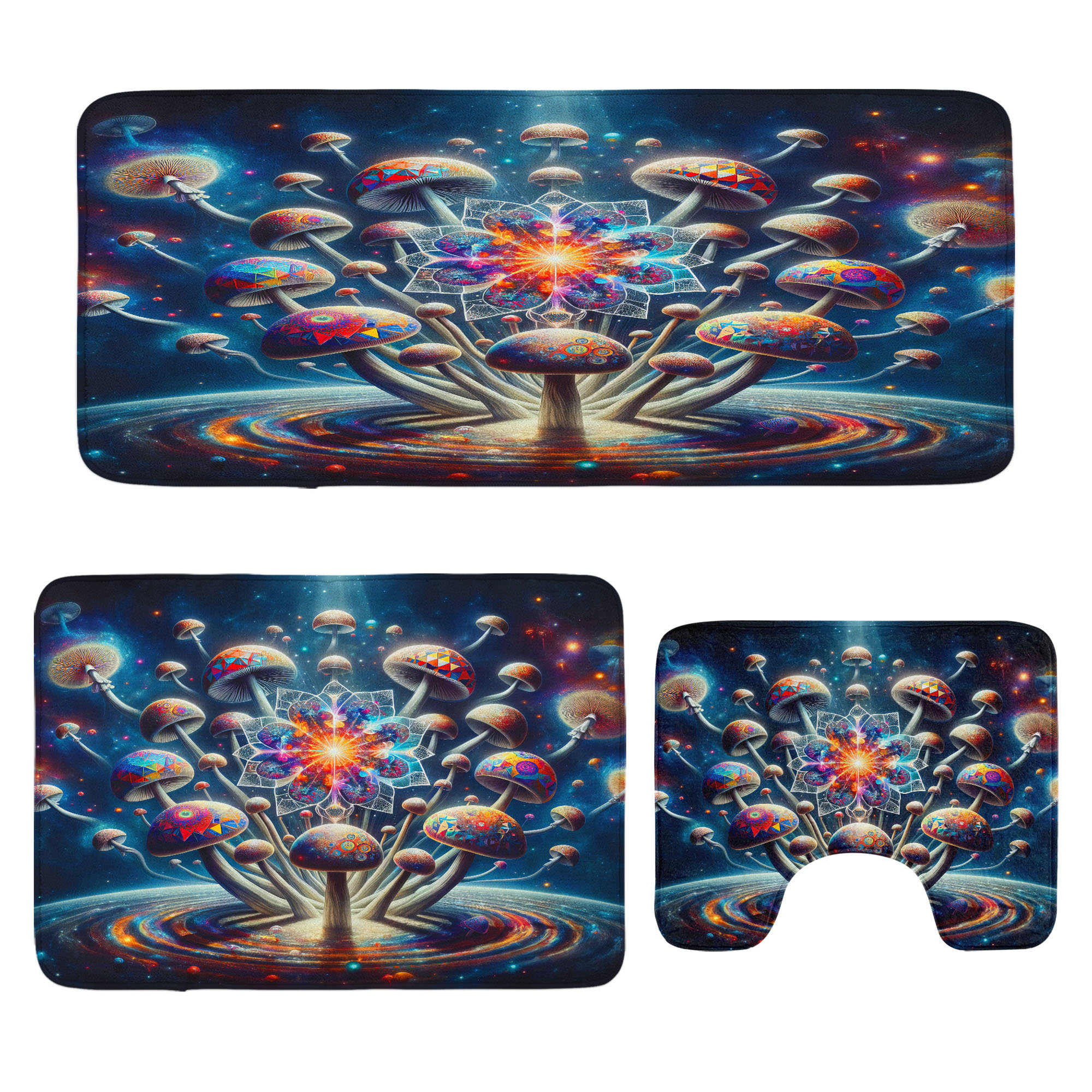 East Urban Home Mushroom Bathroom Rug Set 3 Pieces U-Shape & Rectangle ...