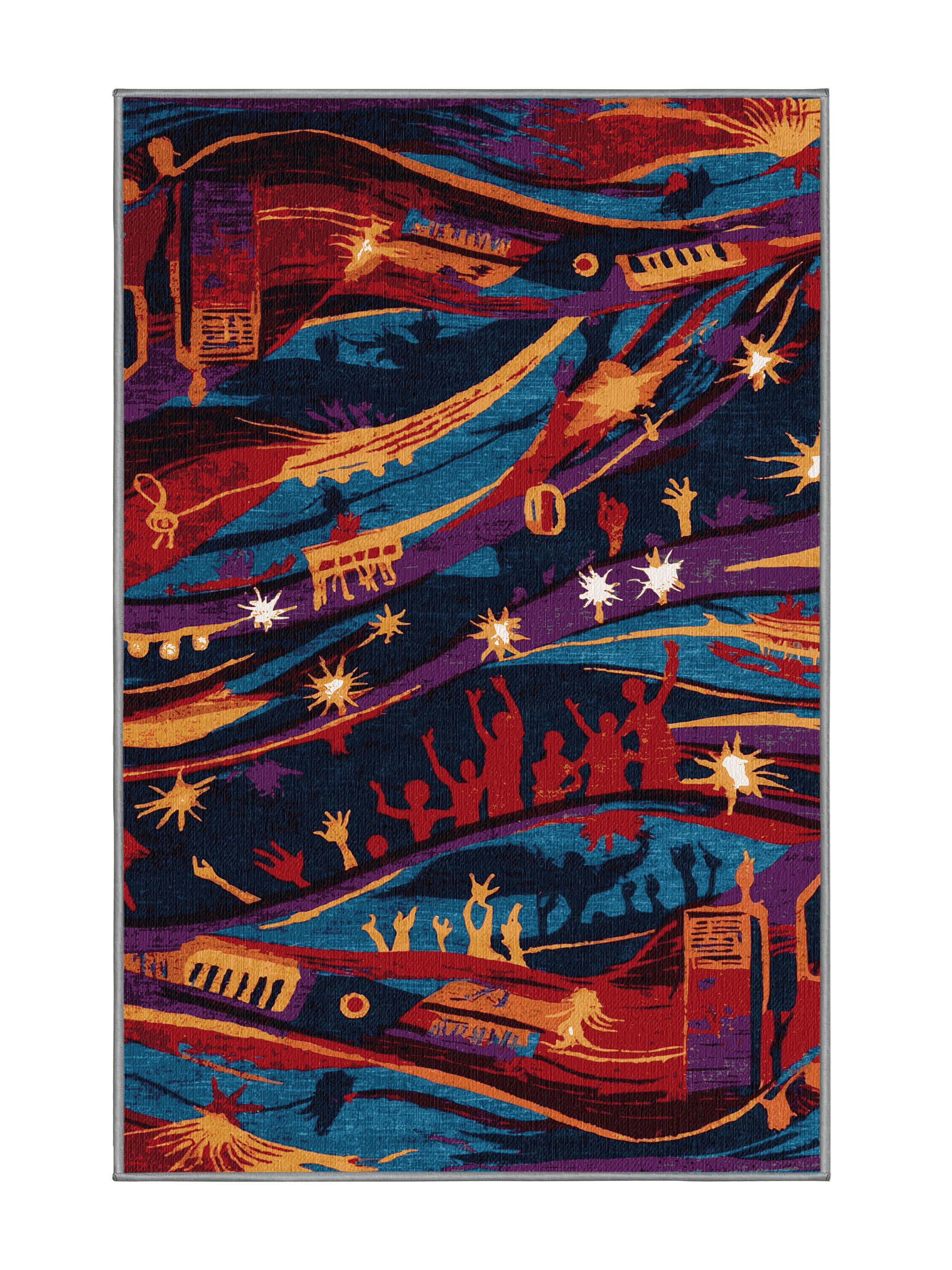 Dakota Fields Washable Concert and Festival Vibes Music Area Rug | Wayfair