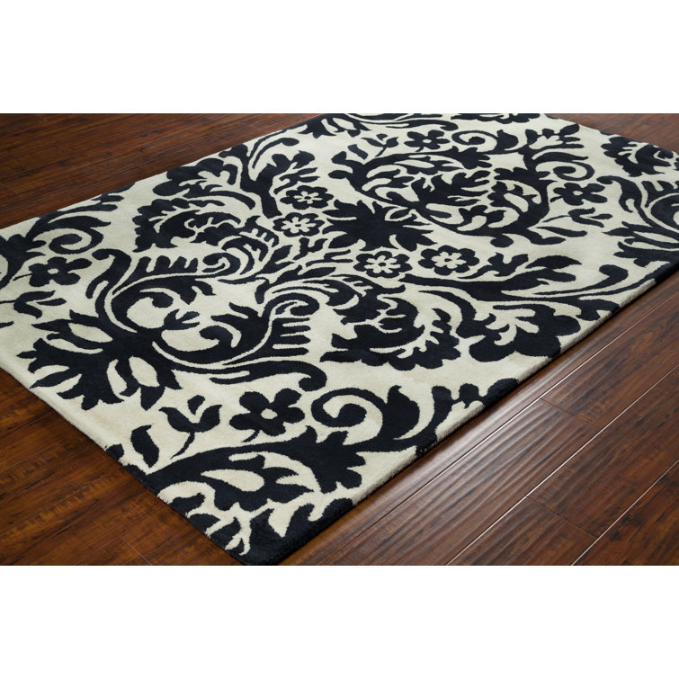 Charlton Home® Jethro Authentic Hand-Tufted Handmade Black & Cream ...