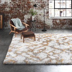 Steelside™ Cade Abstract Ivory/Gold Area Rug & Reviews | Wayfair