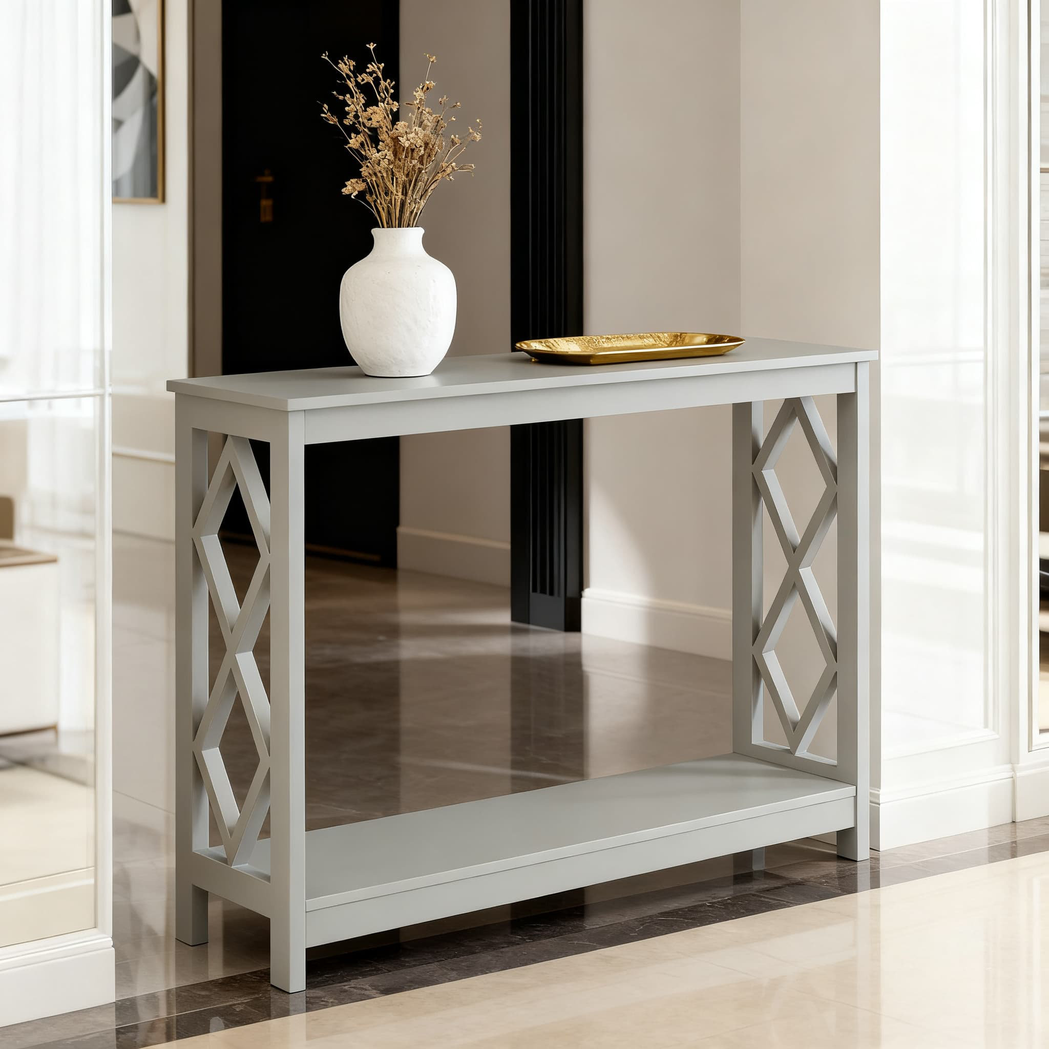 Gracie Oaks Diamond Collection Console Table With Modern Design For ...