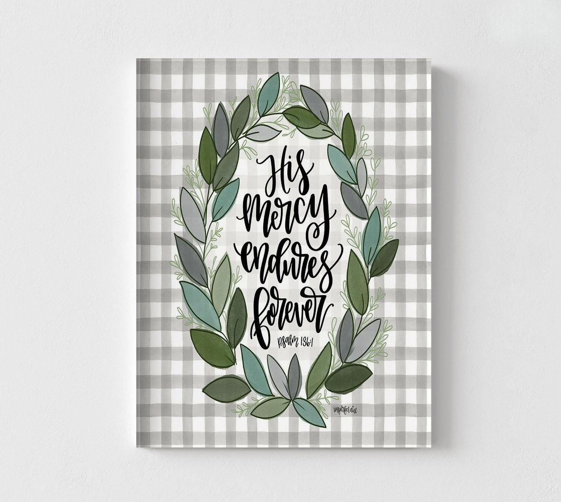 WeFrameArt His Mercy Endures, Psalm 136:1 Print, Gods Mercy Christian ...