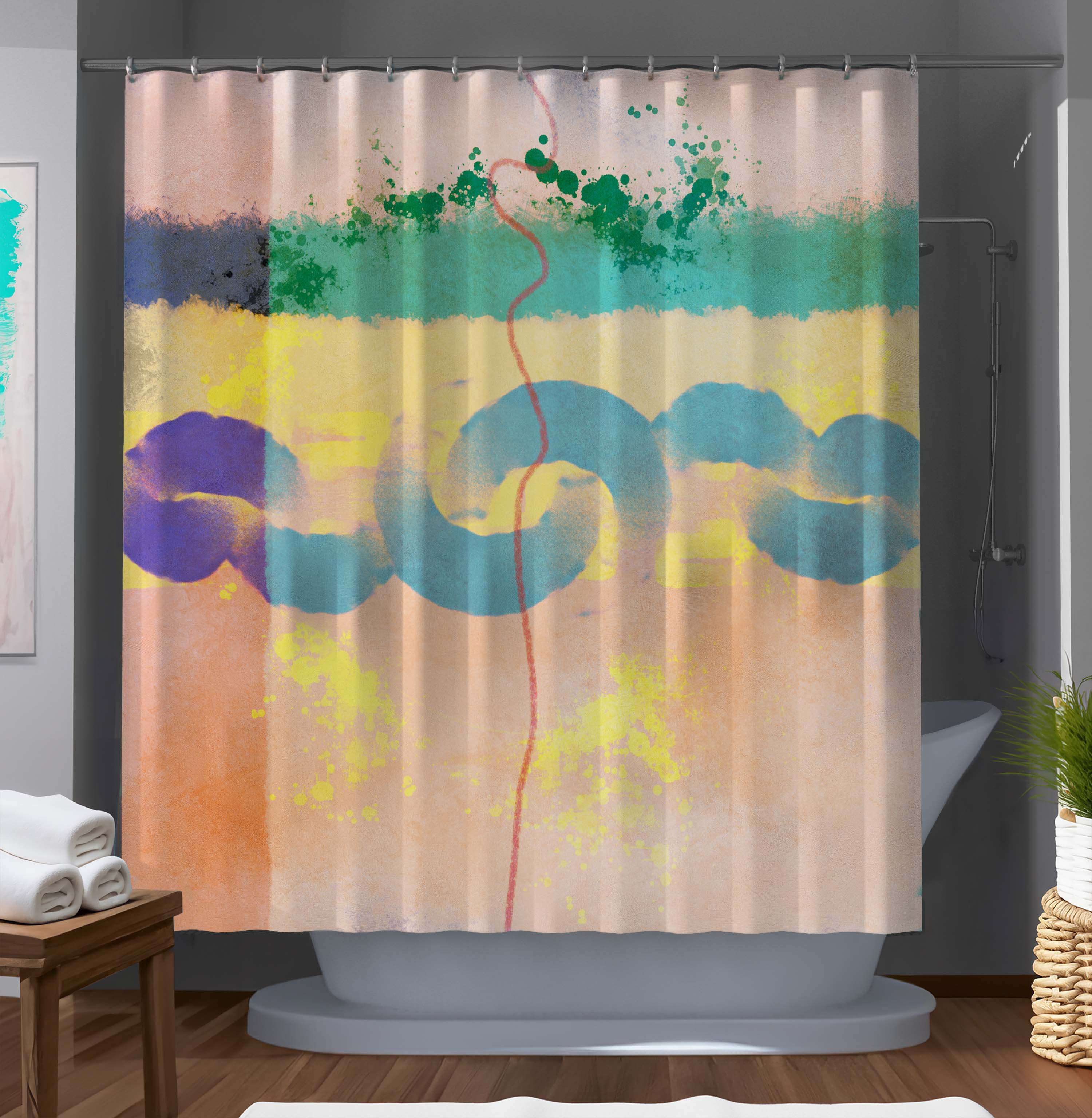 East Urban Home Cobyn Abstract Shower Curtain | Wayfair