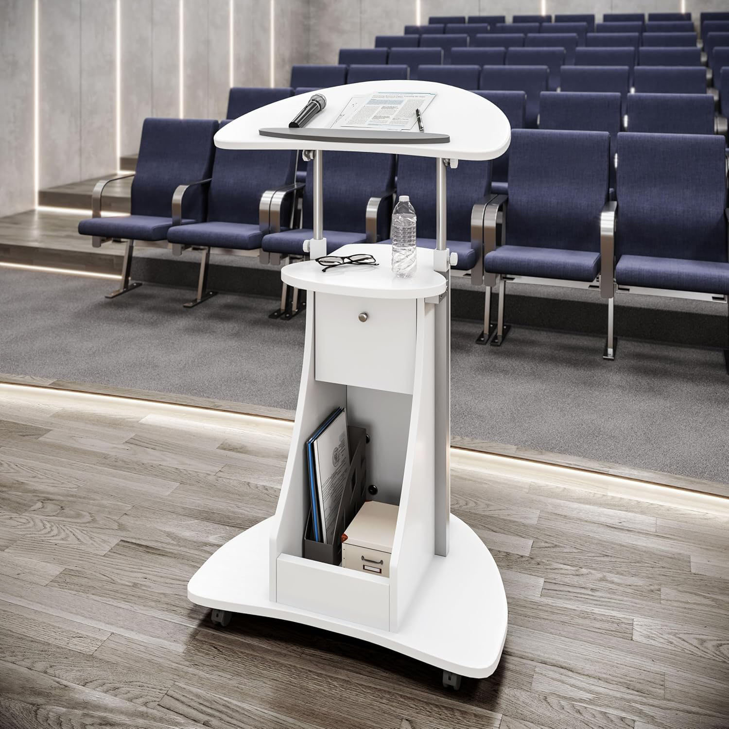 Ivy Bronx Adjustable Height Rolling Laptop Cart With Storage, Sit To ...