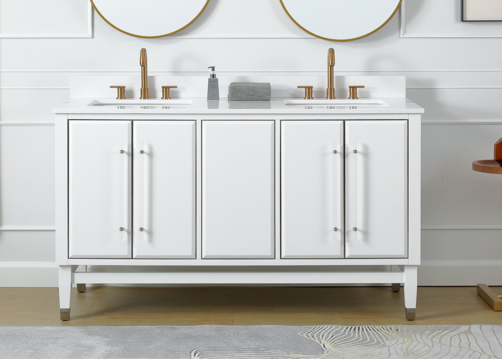 TennantBrand 60 Inch Double Sink Freestanding Bathroom Vanity Set With ...