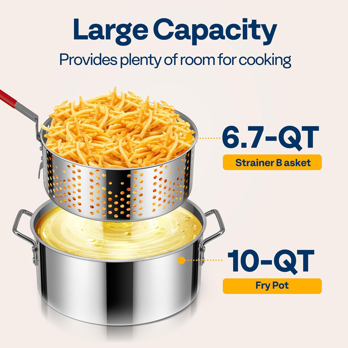 VIVOHOME 10Qt Stainless Steel Fish Fryer Pot With Thermometer And Lid ...