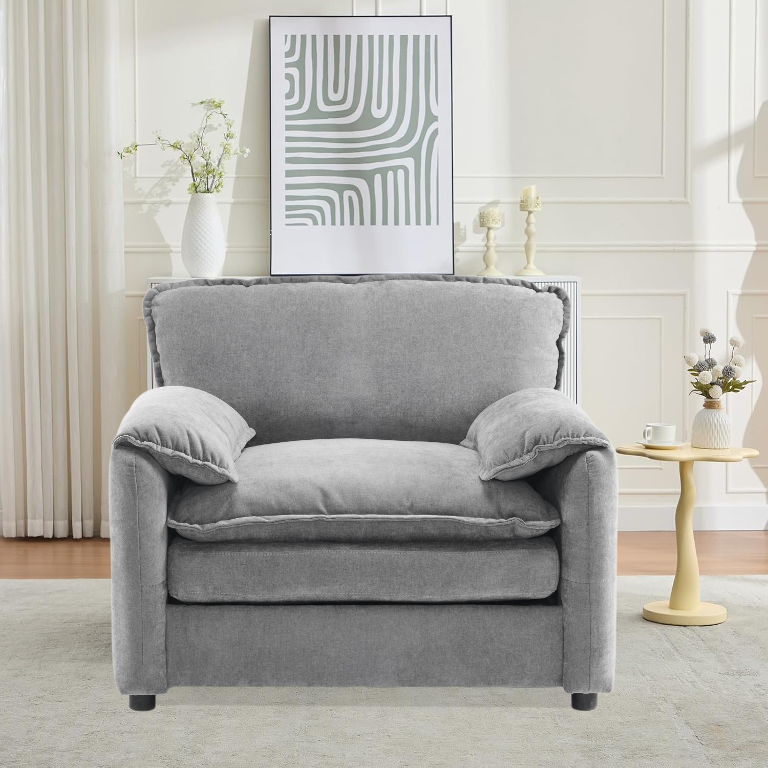 Latitude Run® Oversized Chenille Lounge Accent Chair Crosslegged Large ...
