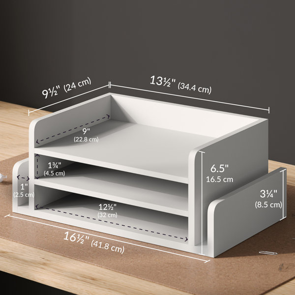 Ballucci Carson 3-Tier Desk Organizer With 2 Side Mail Sorter Slots ...