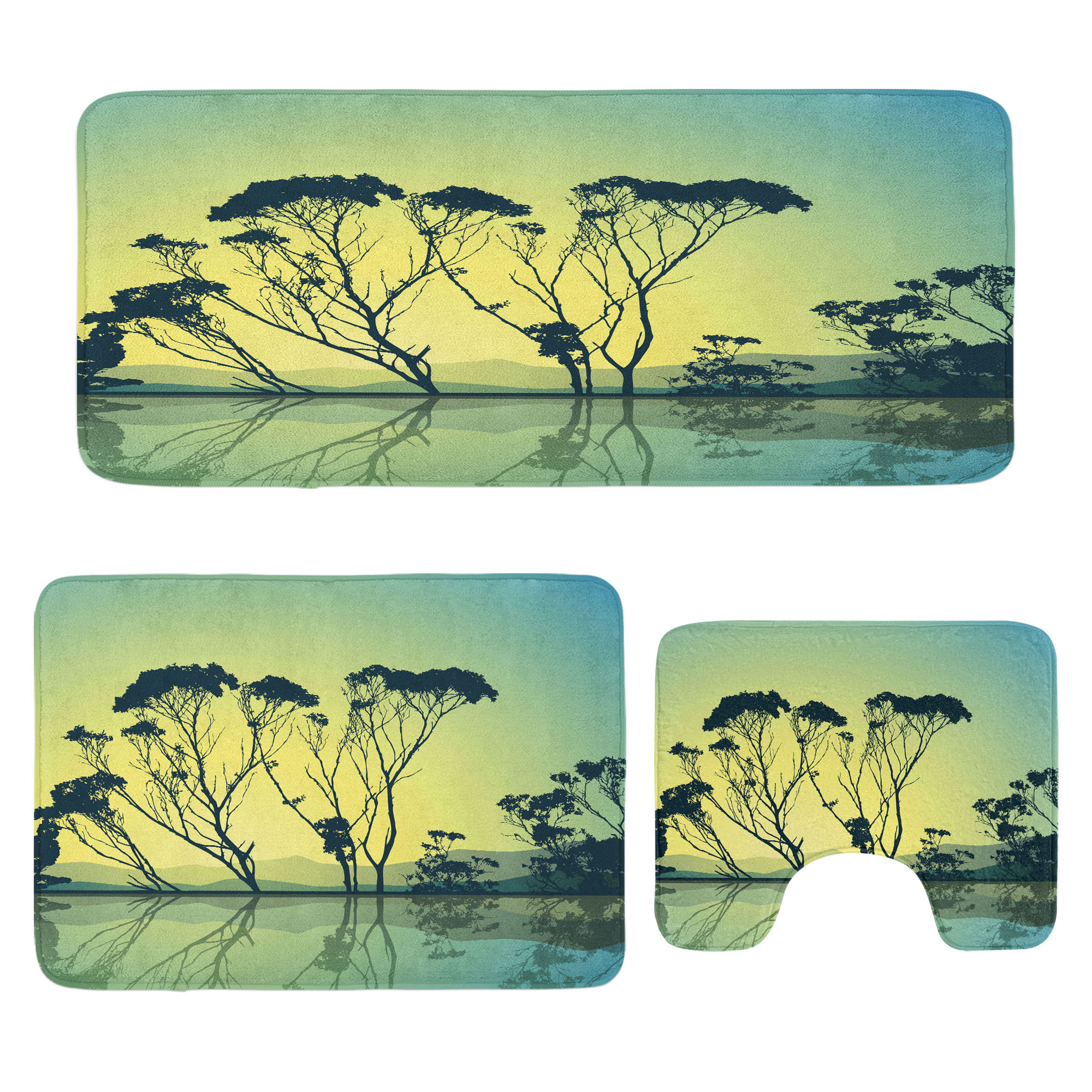 East Urban Home Country Bathroom Rug Set 3 Pieces U-Shape & Rectangle ...