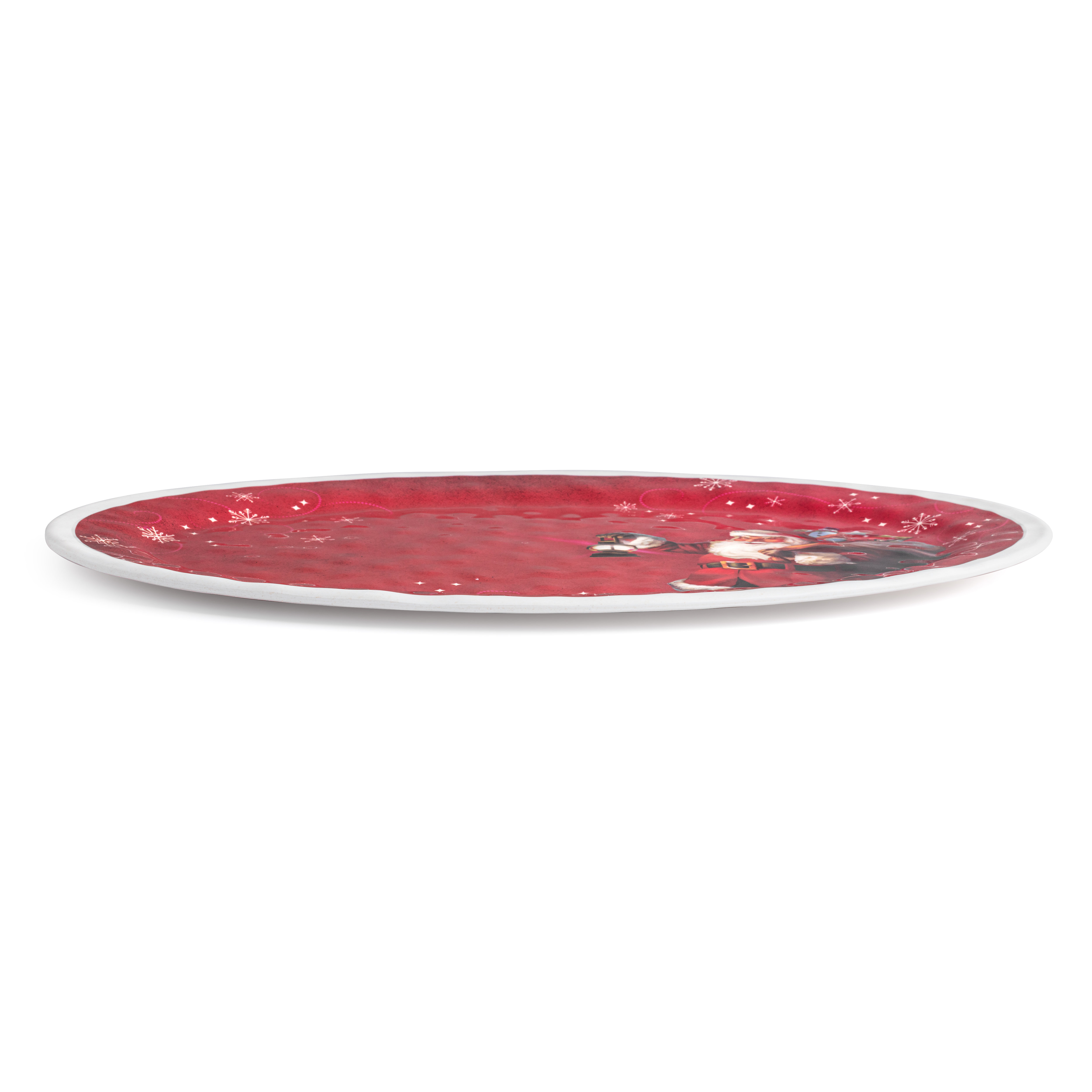 DEMDACO Red Snowfall Santa Large Melamine Oval Platter - 20X14in | Wayfair