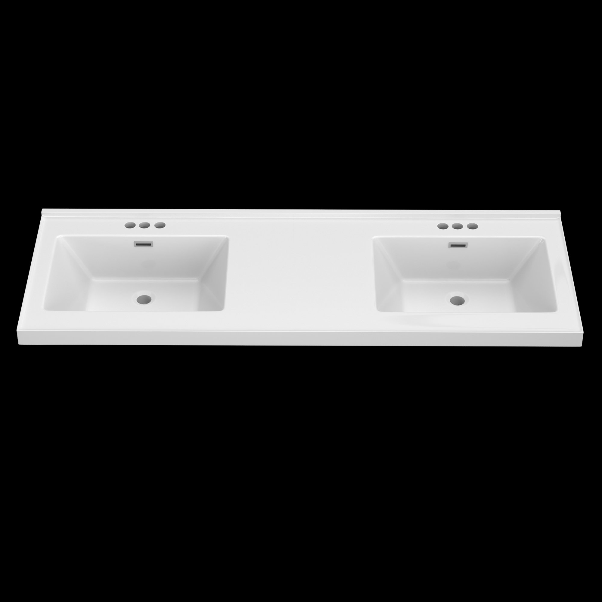 GETPRO Double Sinks 60'' W X 22'' D Solid Surface Vanity Top Resin ...