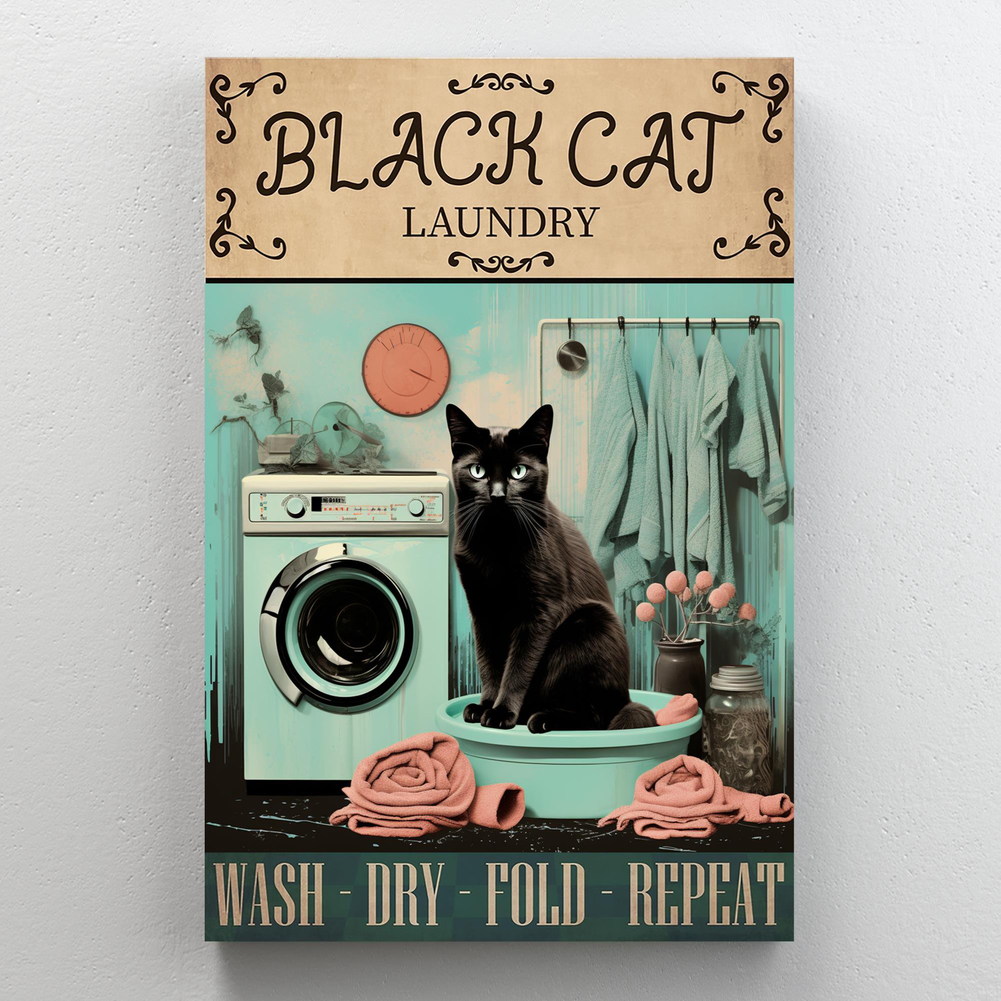 Trinx Black Cat Laundry - 1 Piece Rectangle Graphic Art Black Cat ...