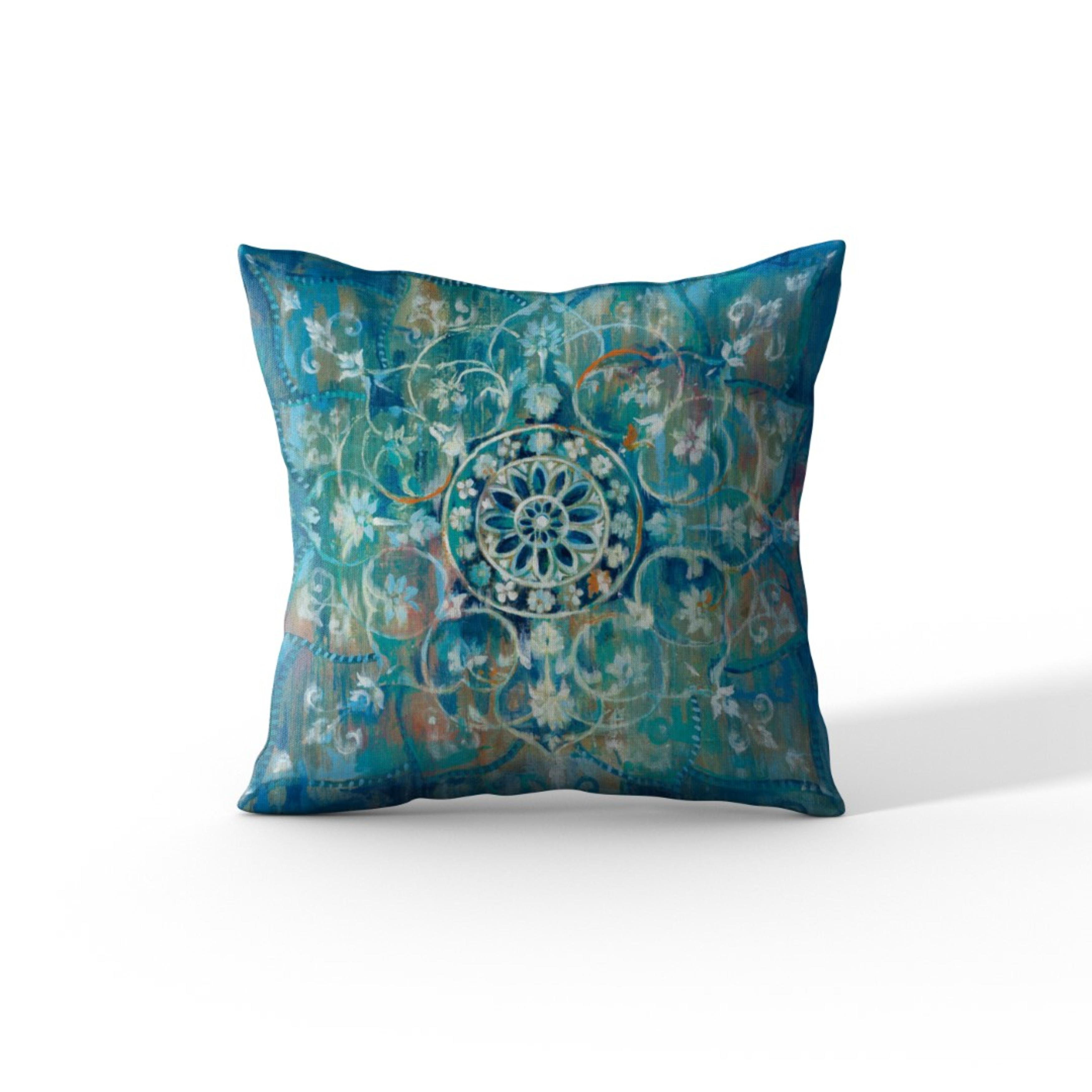 Epic Graffiti 'Mandala in Blue' Square Velvet Pillow Cover & Insert ...