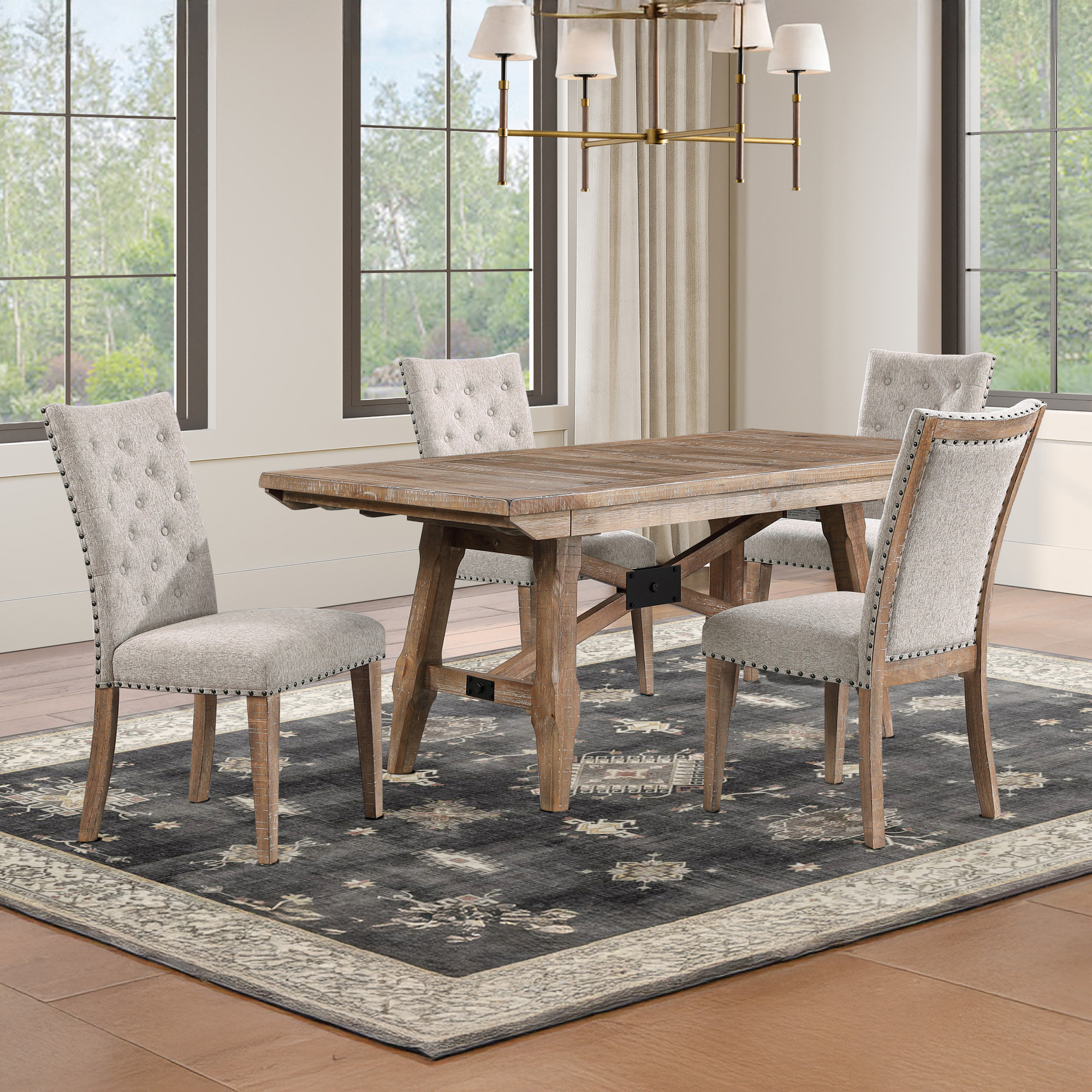 Steve Silver Furniture Riverdale Trestle Table Dining Set With ...