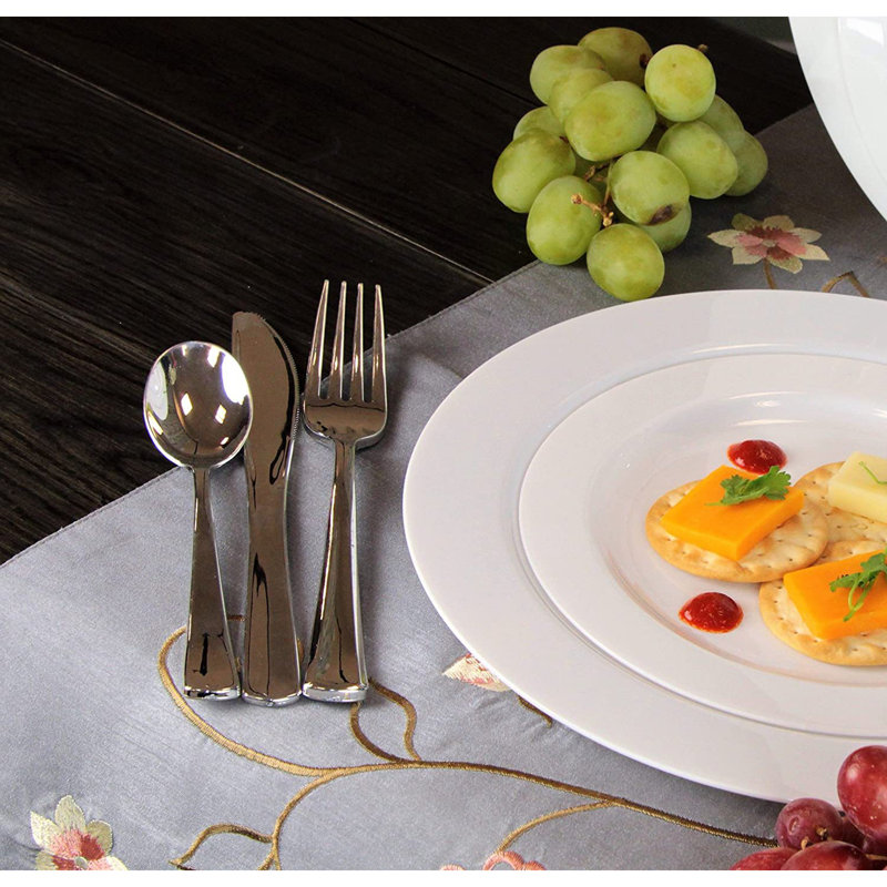 Nicole Fantini Extra Heavyweight Disposable Plastic Flatware Combo Set ...