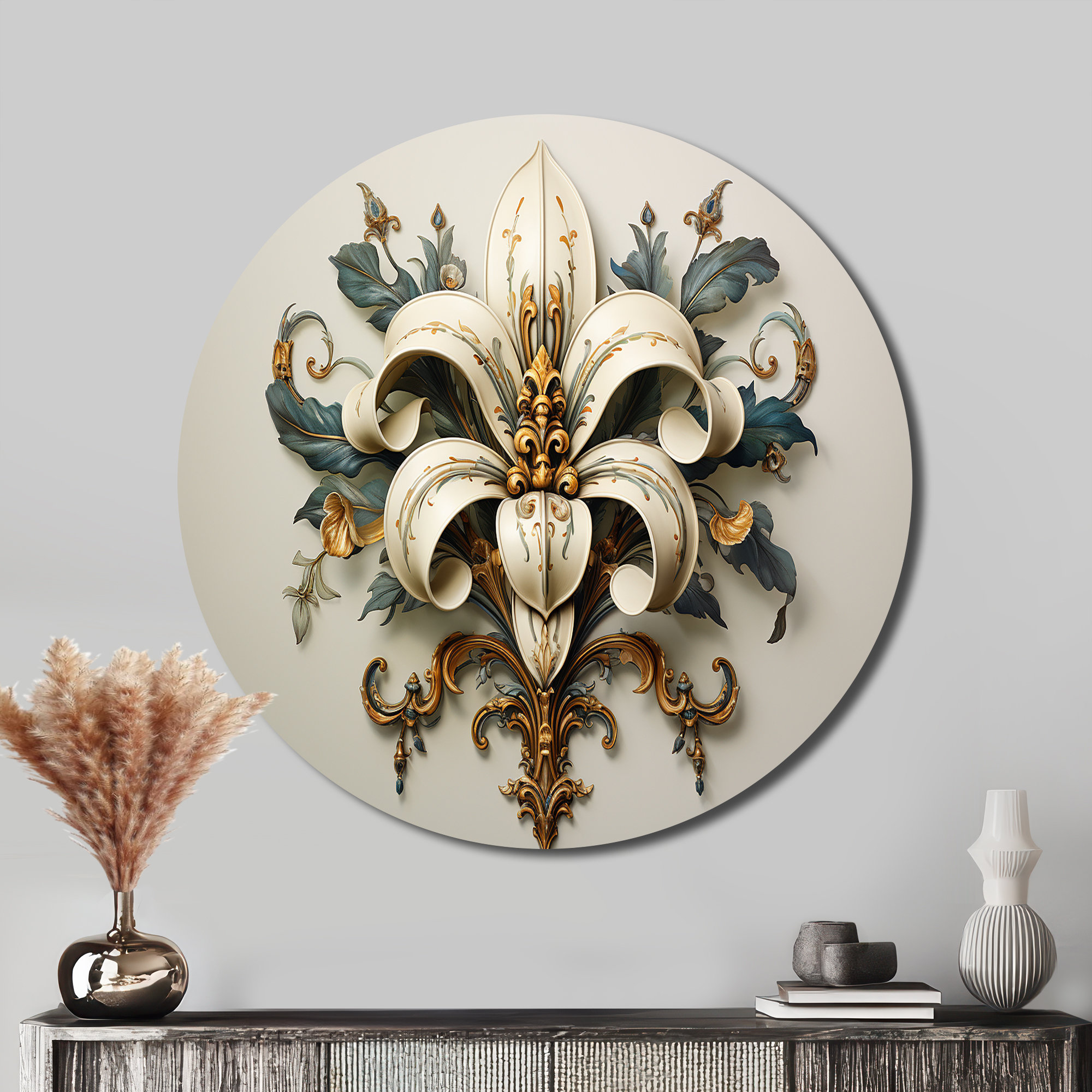 East Urban Home Fleur-De-Lis A Stylized Lilly Flower II - Fantasy Round ...