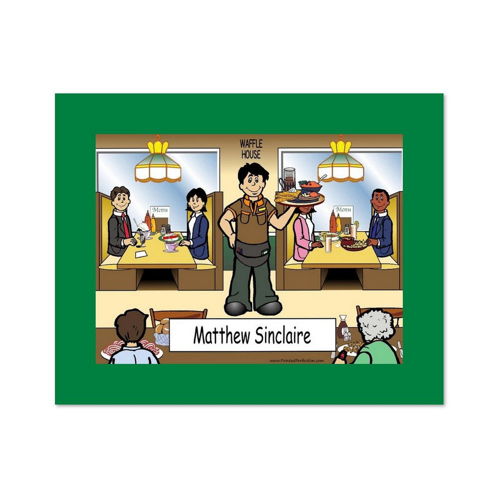 Printed Perfection Personalized Waiter, Casual Dining Caricature with a ...