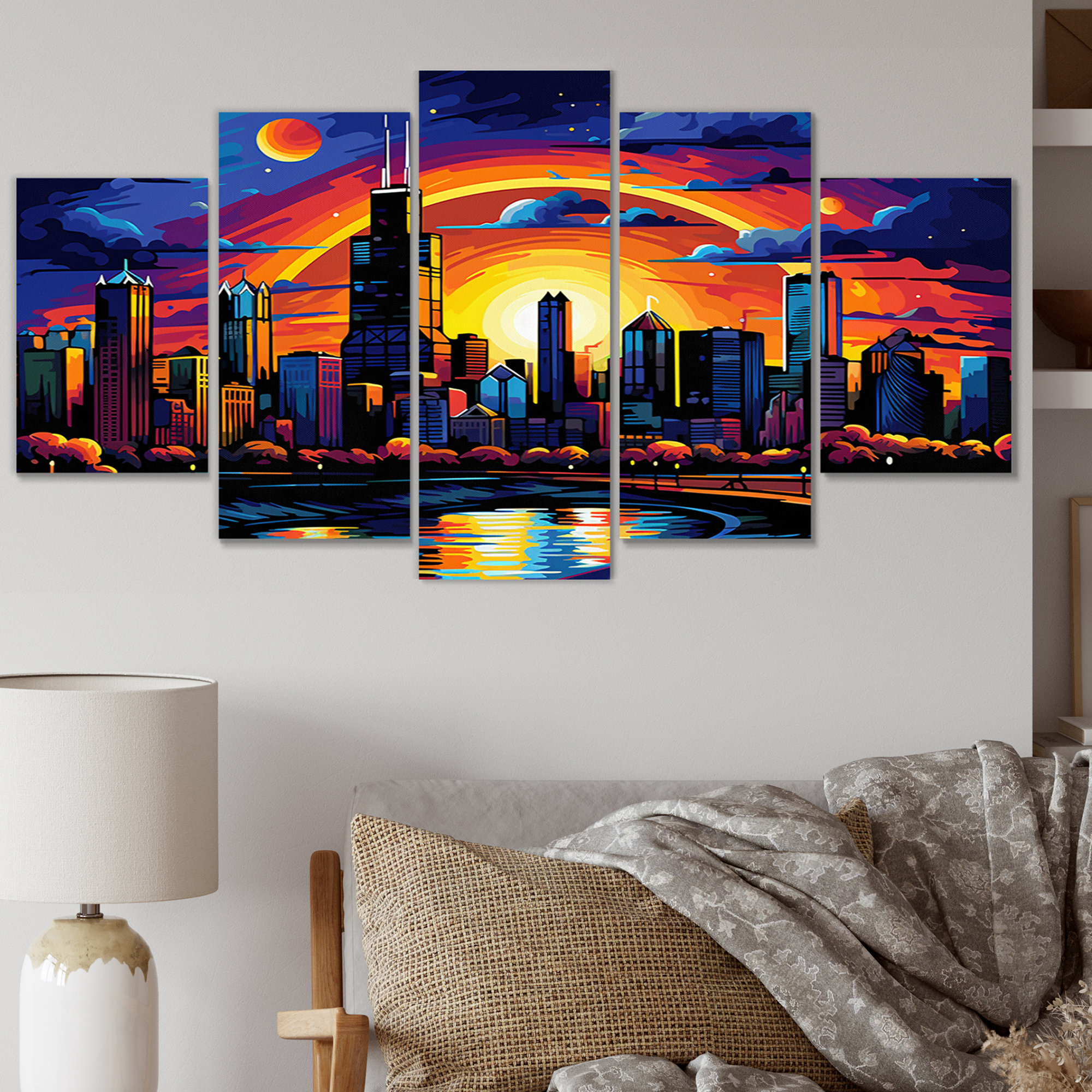 Winston Porter Chicago Popart I - Chicago Wall Decor - 5 Panels ...