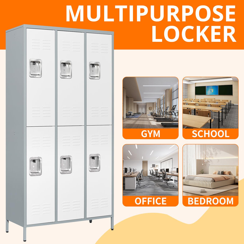 Steelcube 35.5 Inch Wide Metal Large Employee Locker with 6 ...